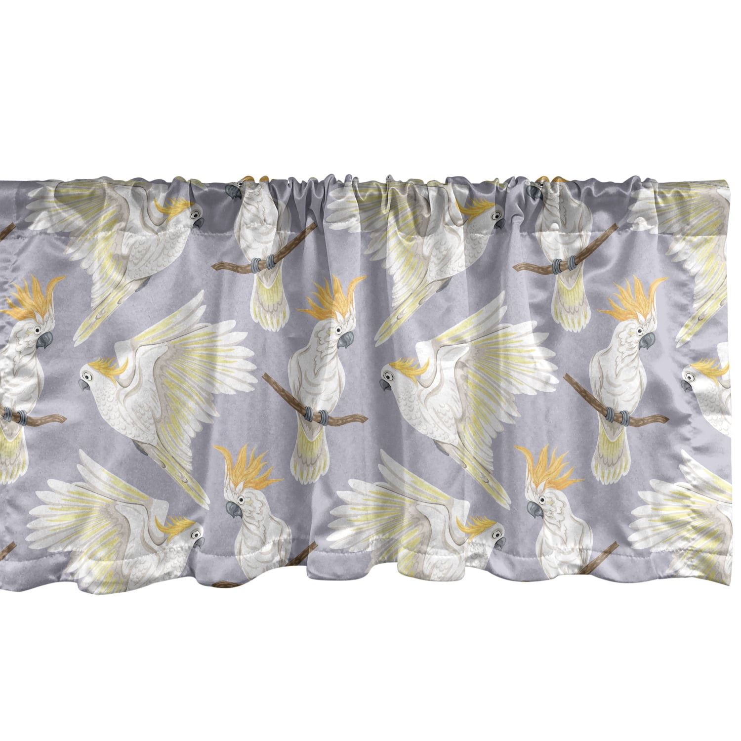 Ambesonne Tropical Valance Pack of 2, Cockatoo Parrots Birds Art, 54 ...