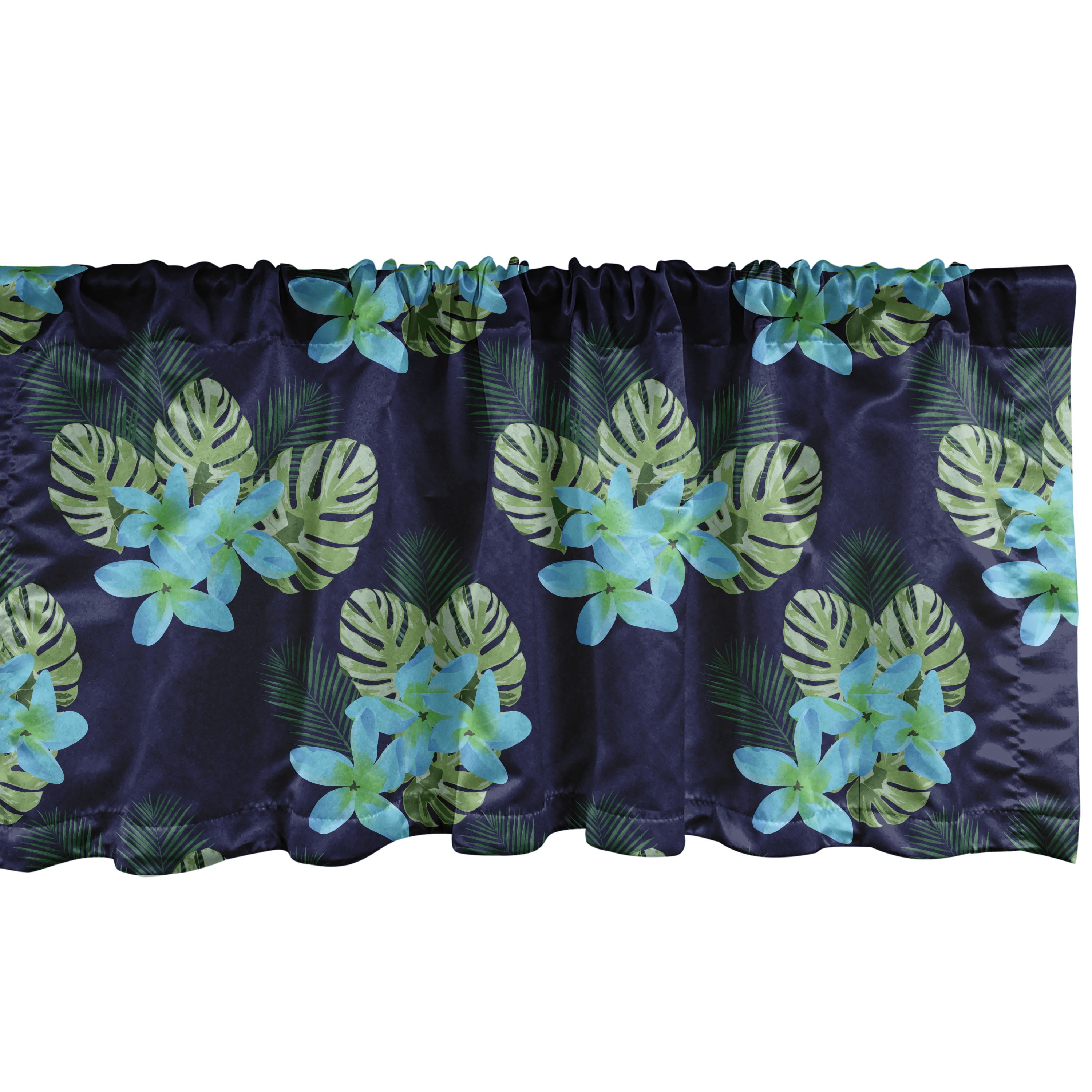Tropical Window Valance Pack of 2, Exotic Leaves and Flowers Blooming ...