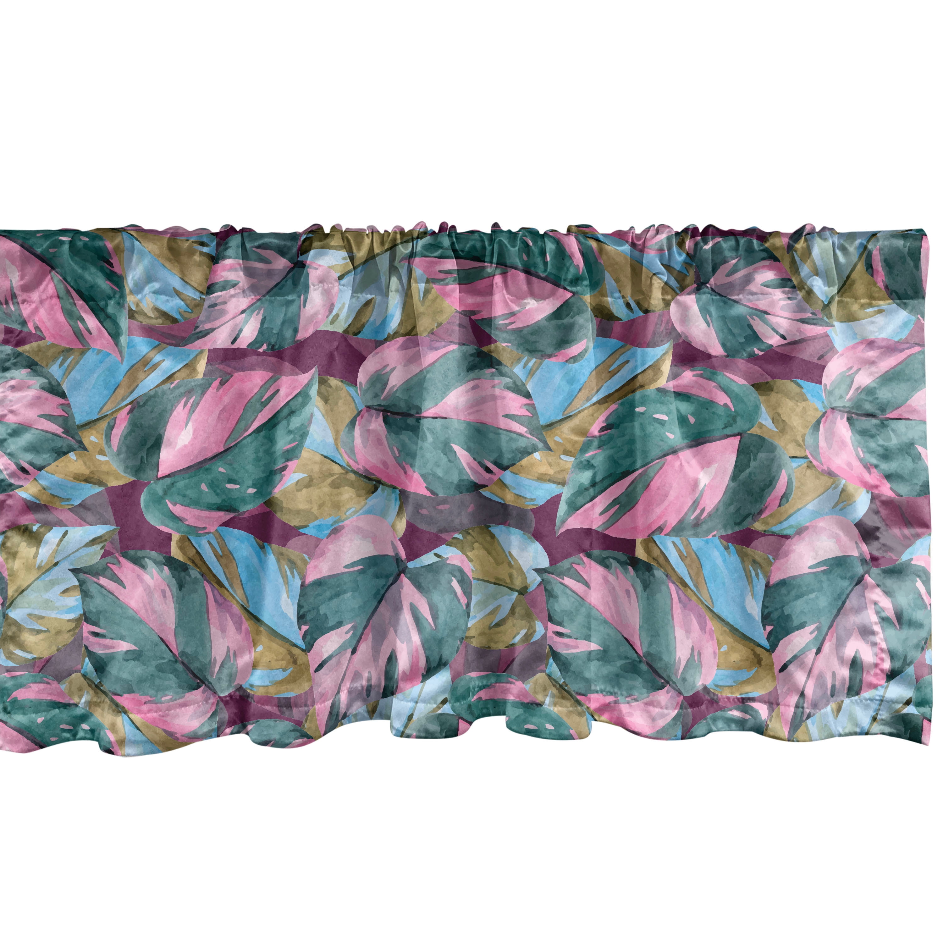Tropical Window Valance, Pastel-Colored Continuous Exotic Leaves ...