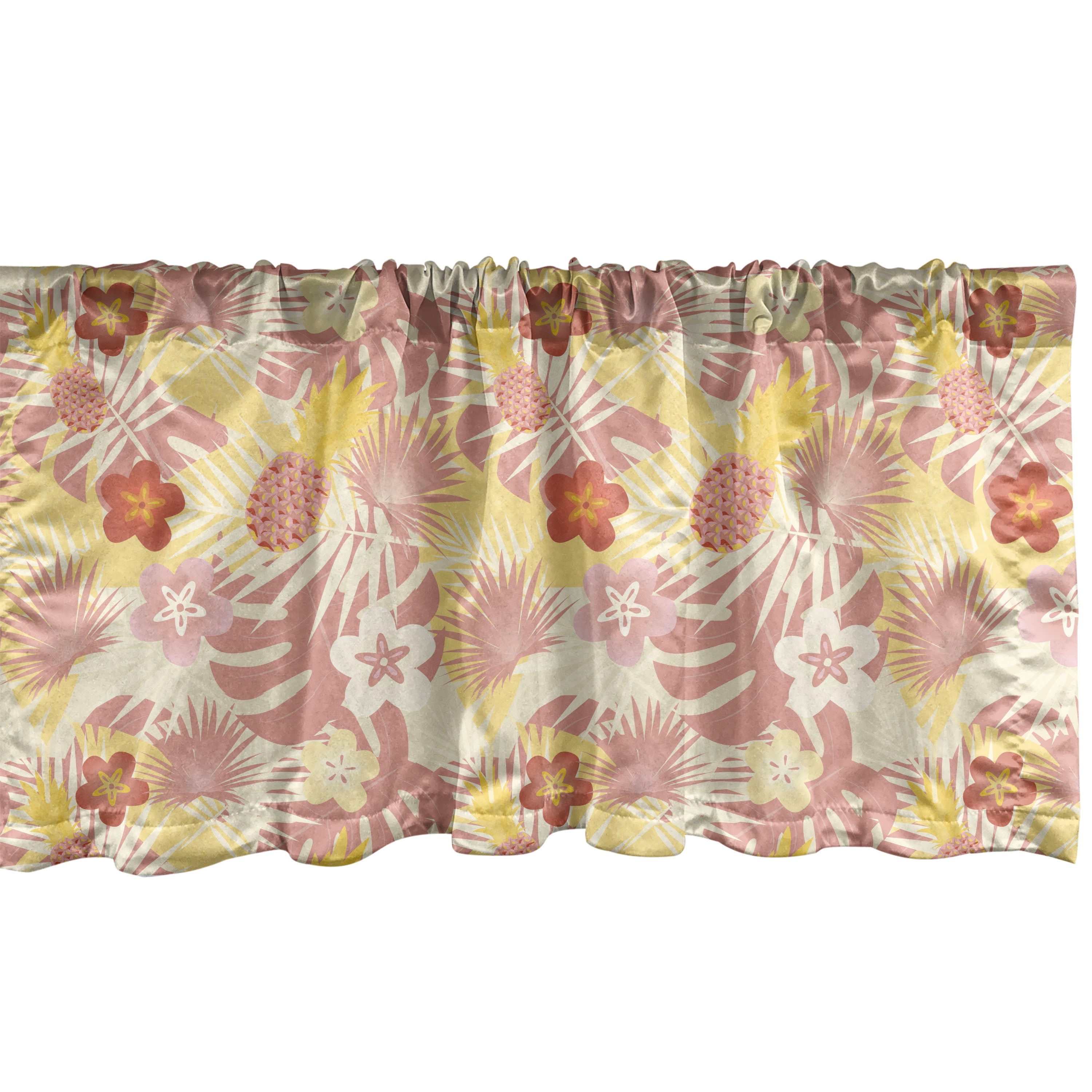 Ambesonne Tropical Window Valance, Monstera Leaf Pineapple, 54" X 18 ...