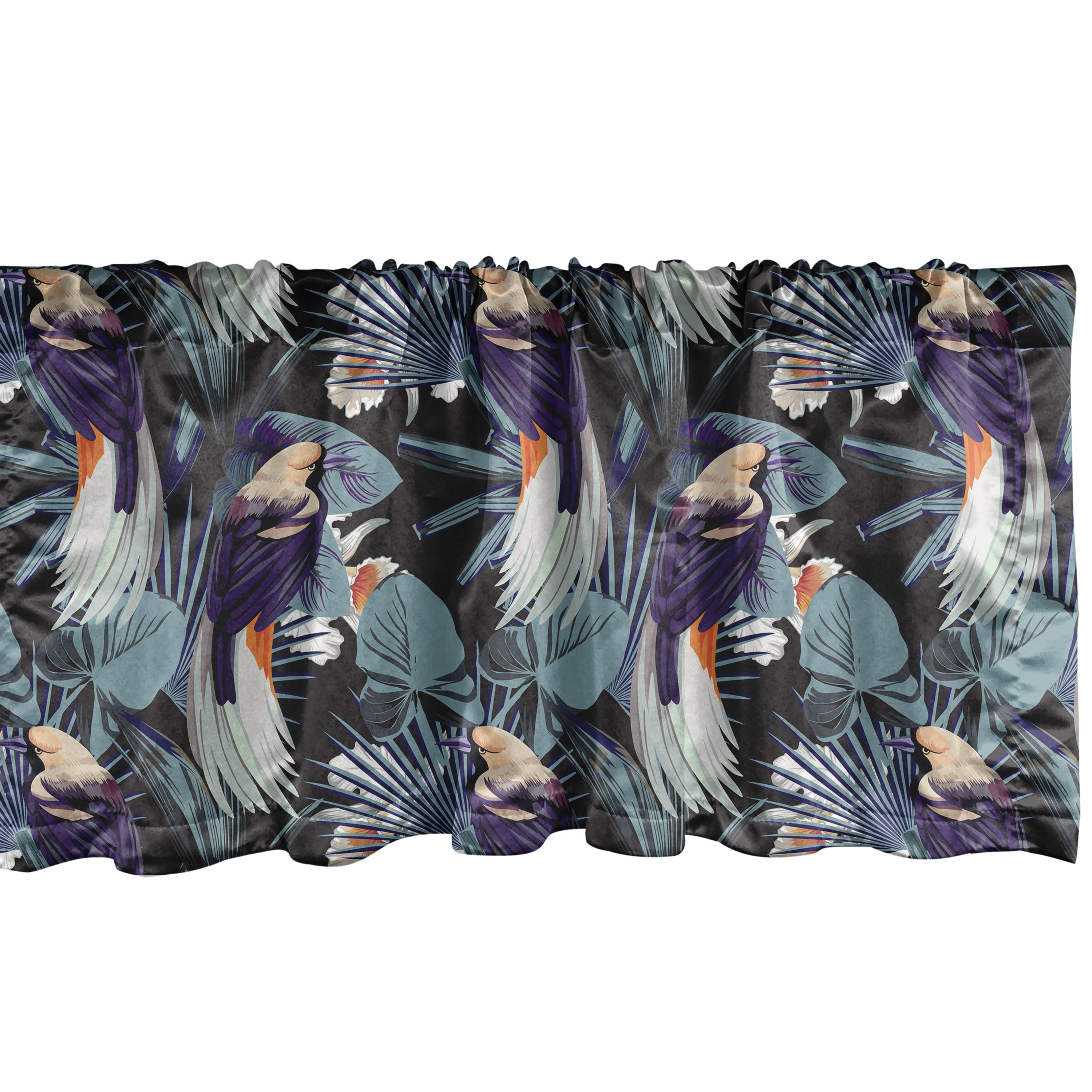 Tropical Window Valance, Peachy and Purple Colored Exotic Parrot Bird ...