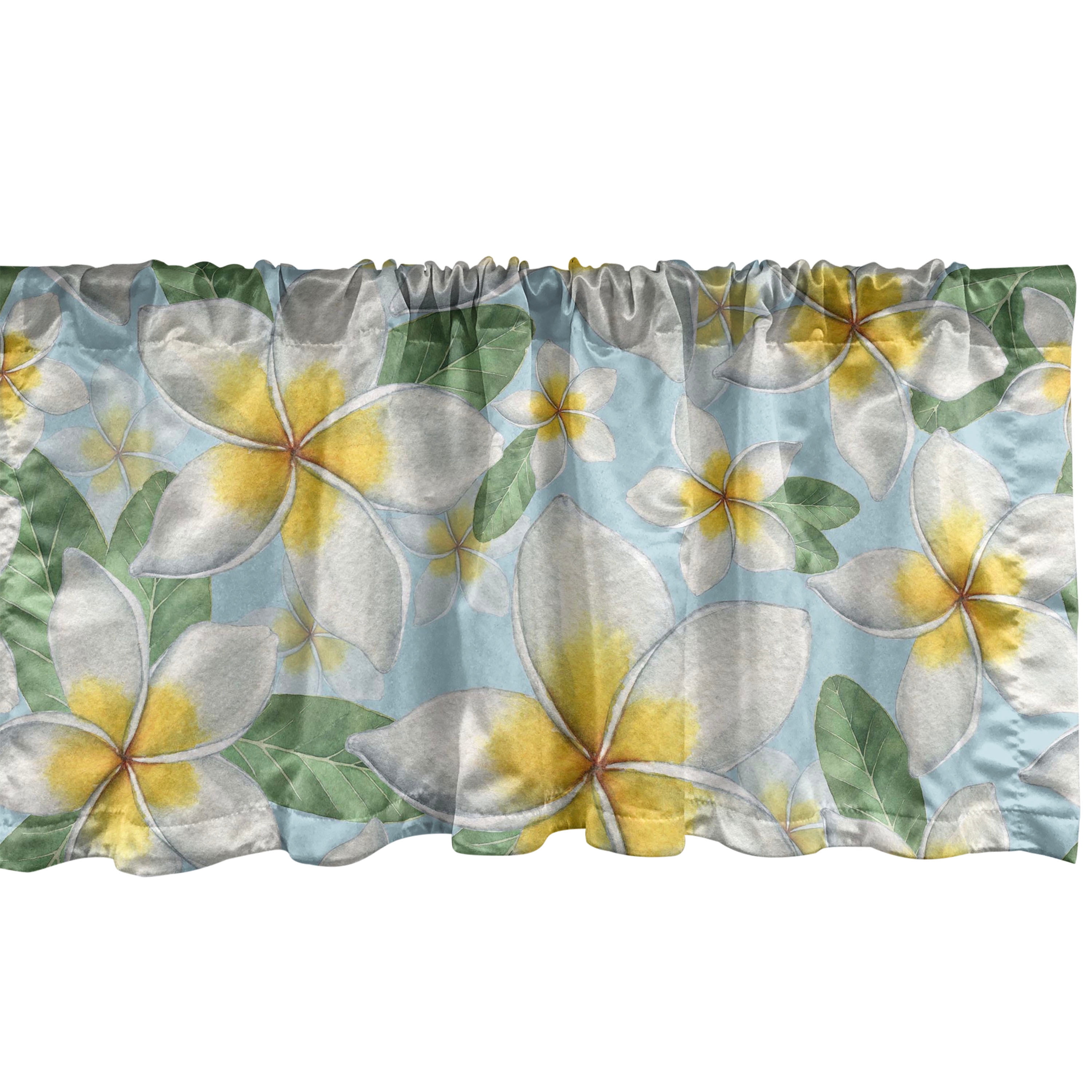 Tropical Window Valance, Repeating Big Little Plumeria Flowers Vintage ...