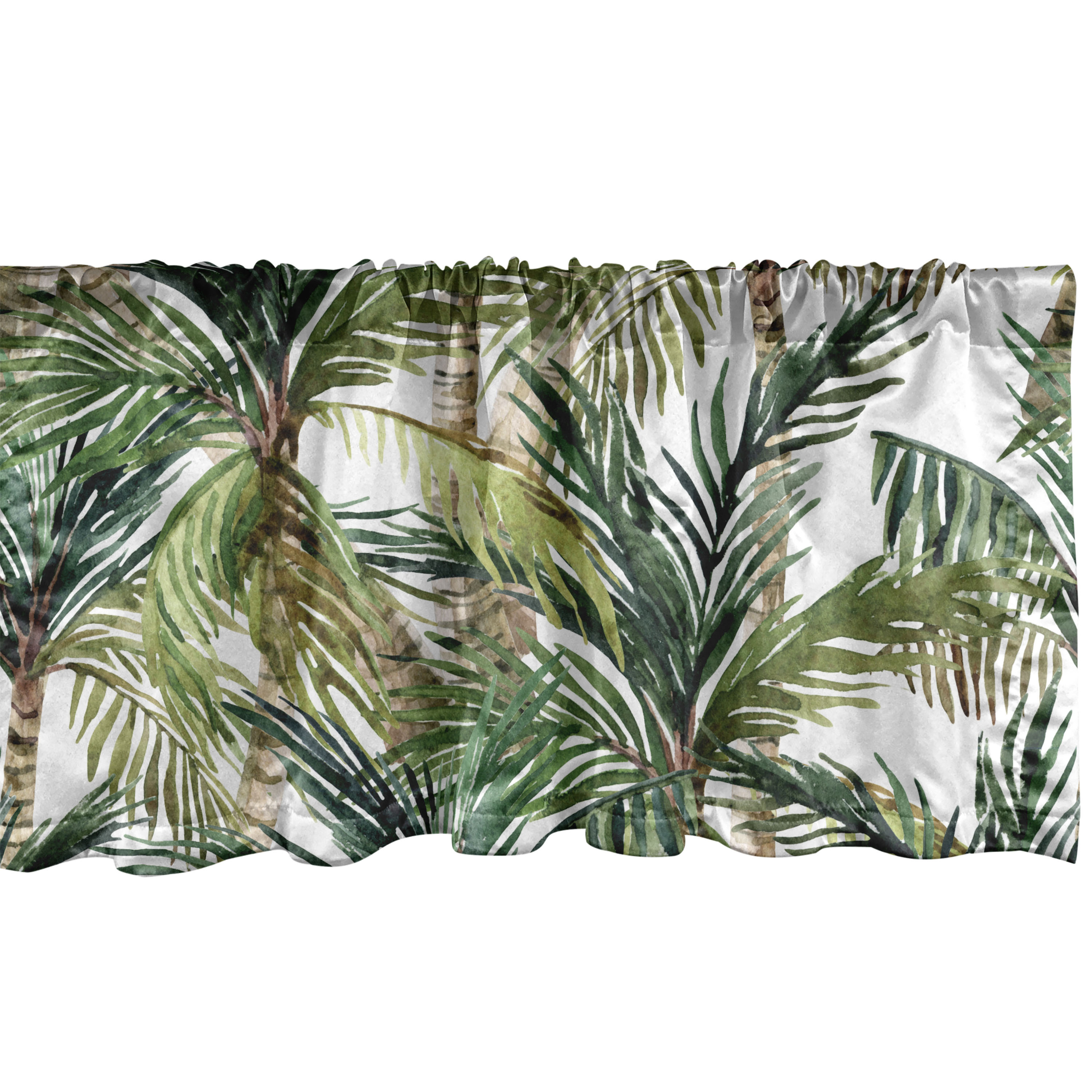 Tropical Window Valance, Repetitive Palm Trees Pattern Watercolor Style ...