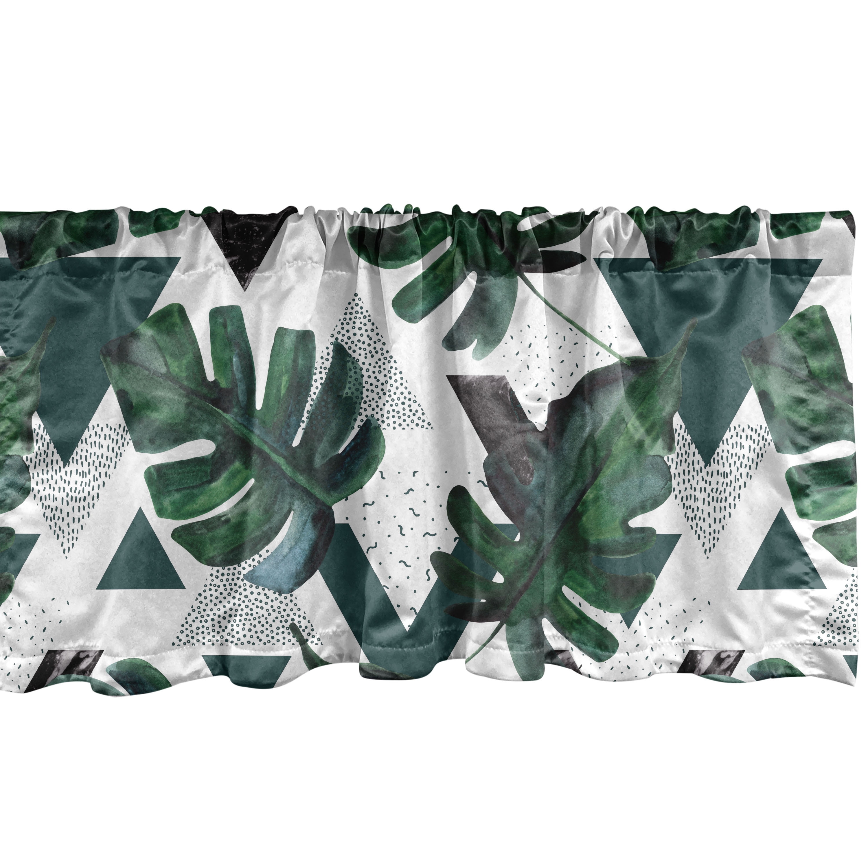 Tropical Window Valance, Triangles with Monstera Leaves Geometric ...