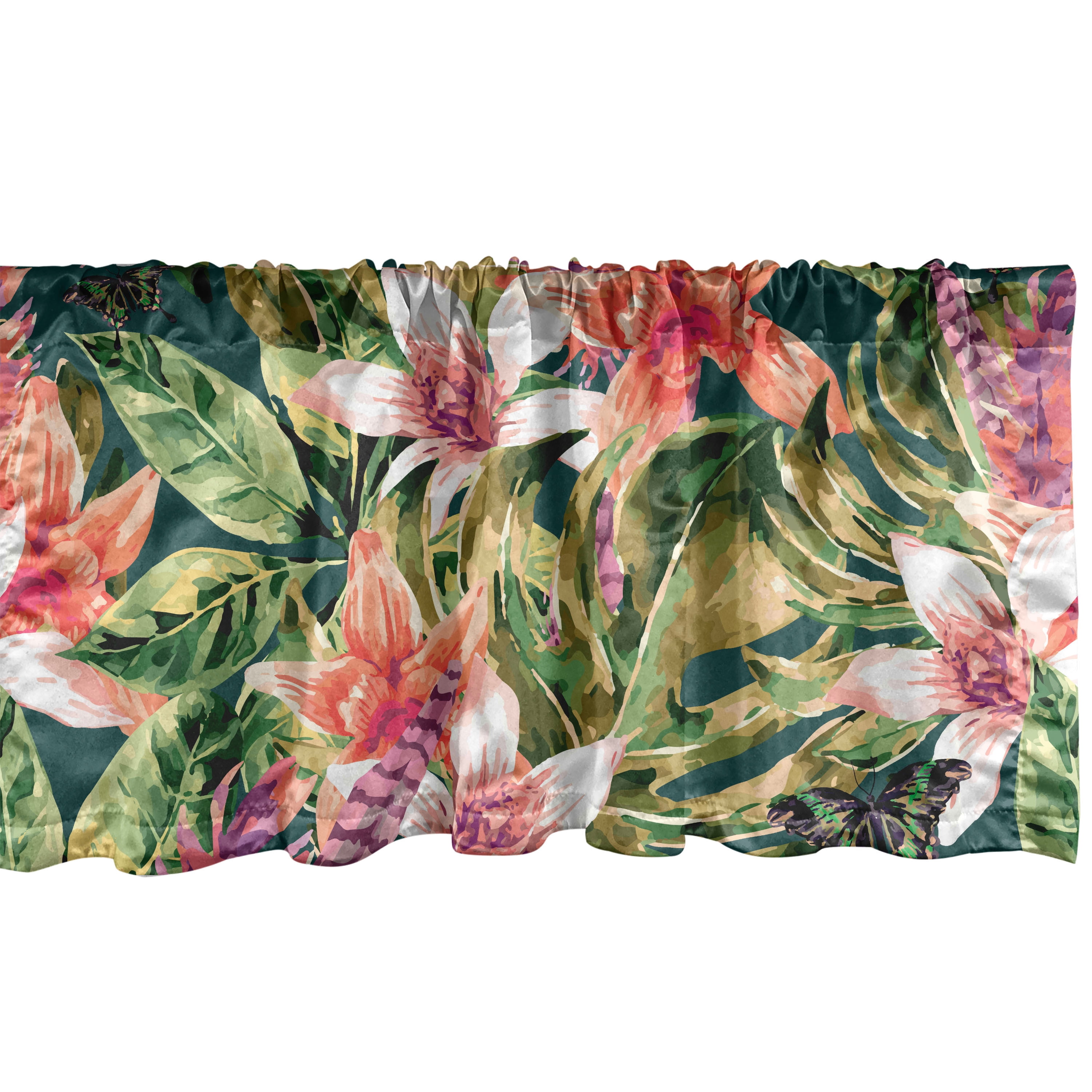 Tropical Window Valance, Watercolor Design Exotics Hawaii Vibes ...