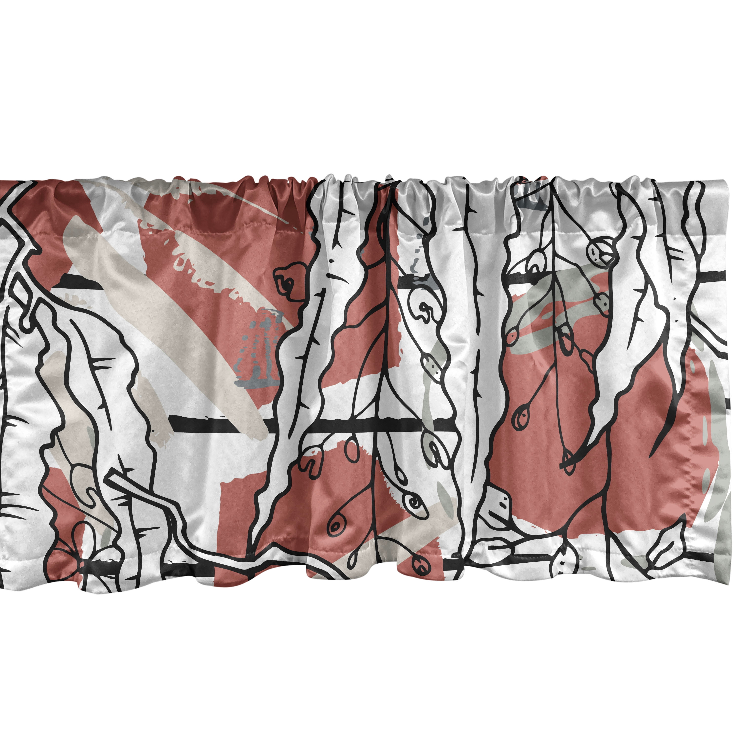 Tropical Window Valance, Weeping Leaves on Abstract Forms and Stripes ...