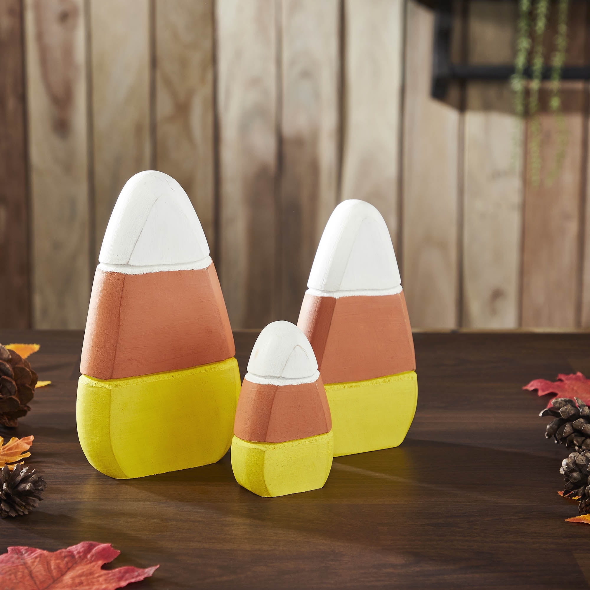 VHC Brands Tropical Wood Candy Corn Wood Decor Set of 3 Sizes, Fall and ...
