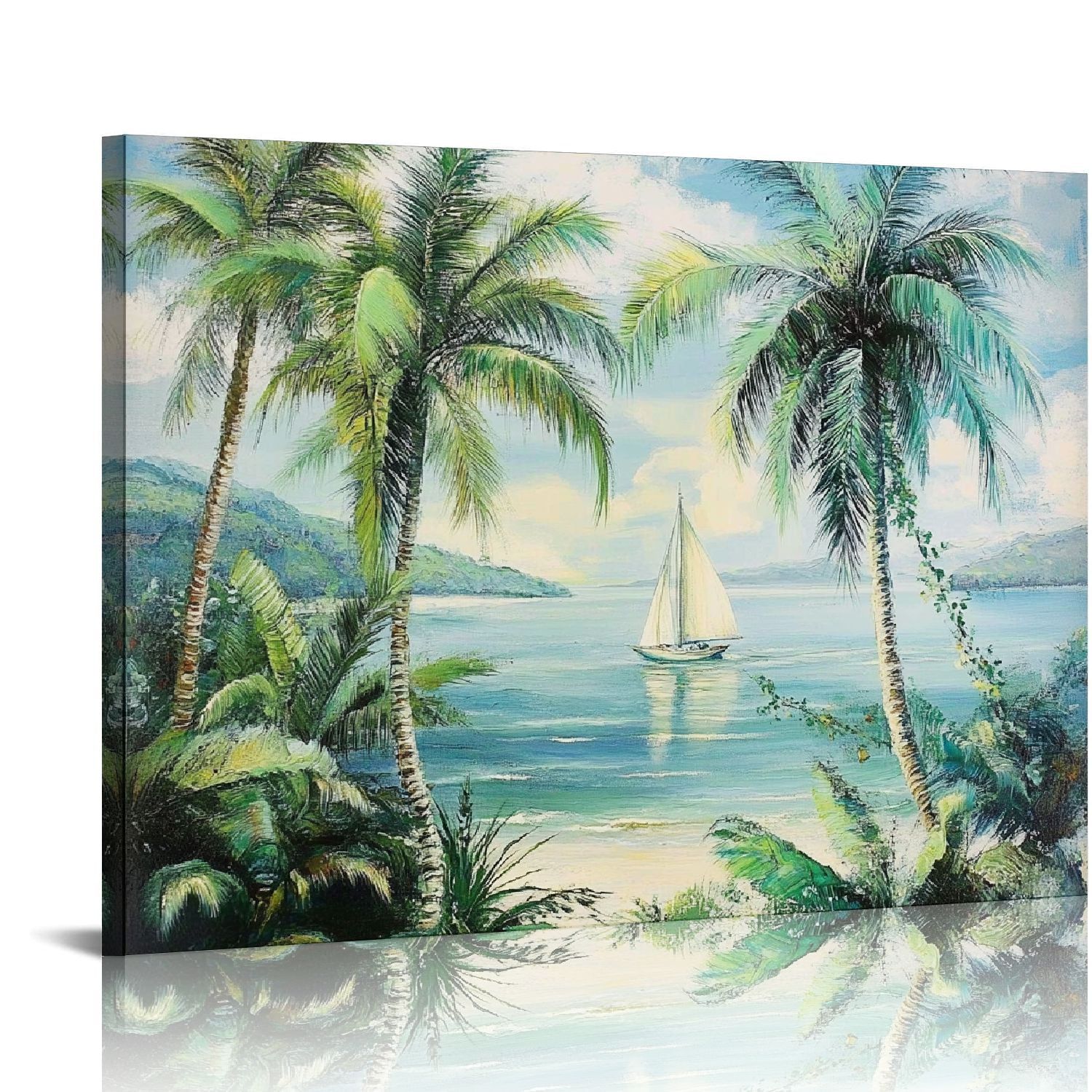 Tropical by the Sea Canvas Art, Unframed 20x16 Inch, Relaxing Coastal ...