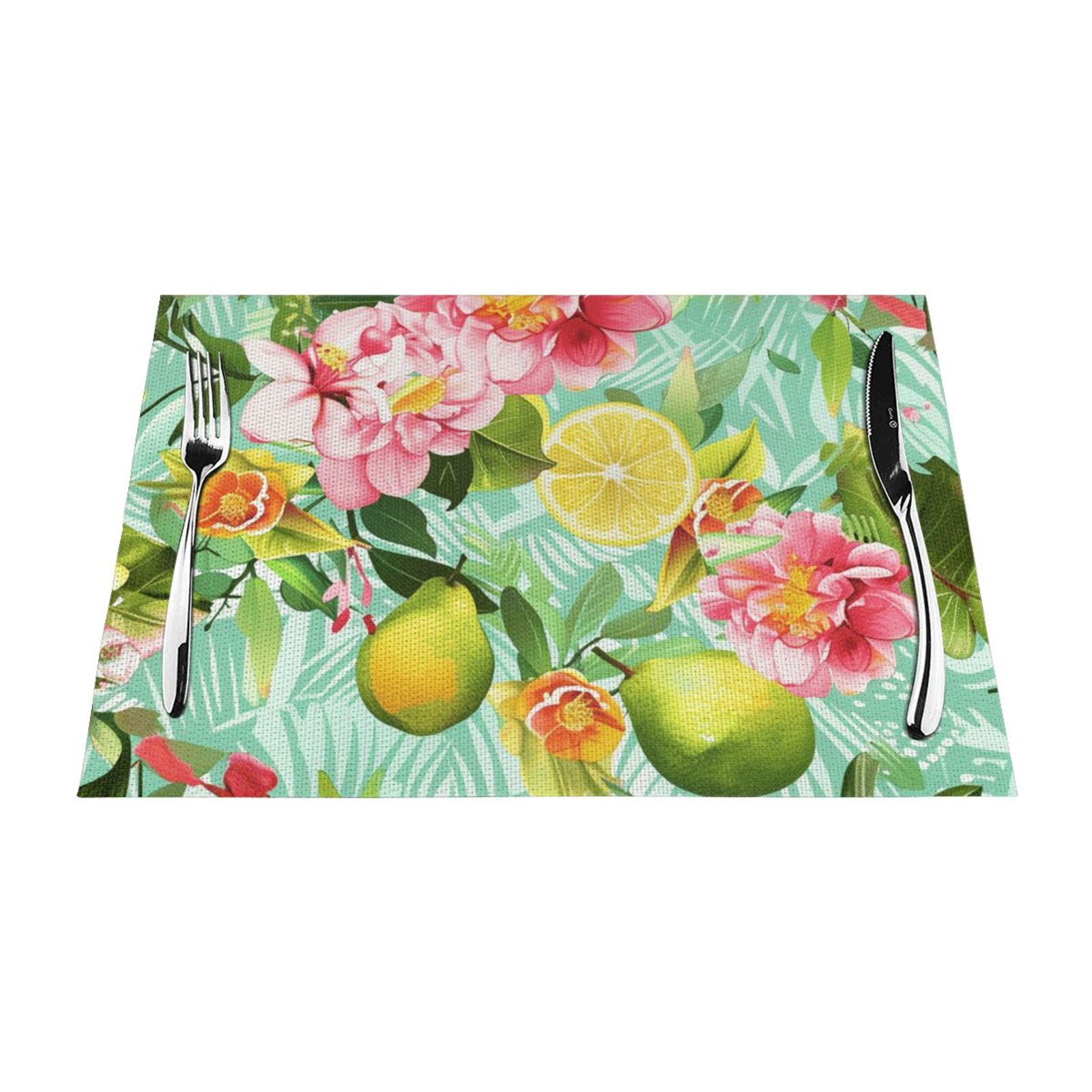 Tropical flower mat, heat-resistant dining table mat, washable PVC ...