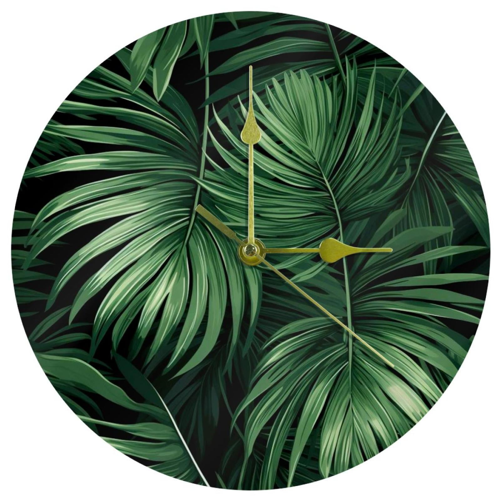 Tropical jungle palm fronds 9.8 Inch Round Acrylic Silent Non Ticking ...