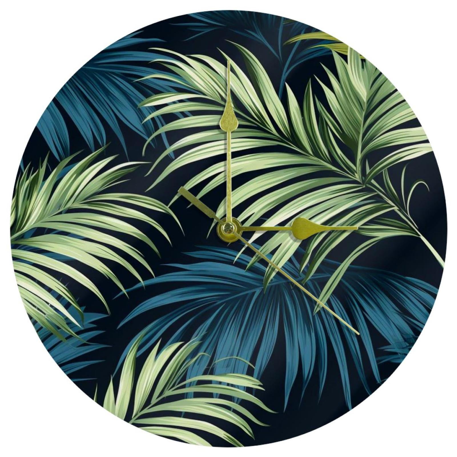 Tropical jungle palm fronds Circular Acrylic Wall Clock - Elegant and ...
