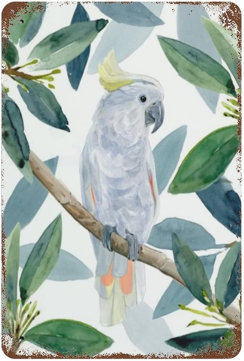 Tropical jungle, parrots on the branches creative metal sign wrought ...