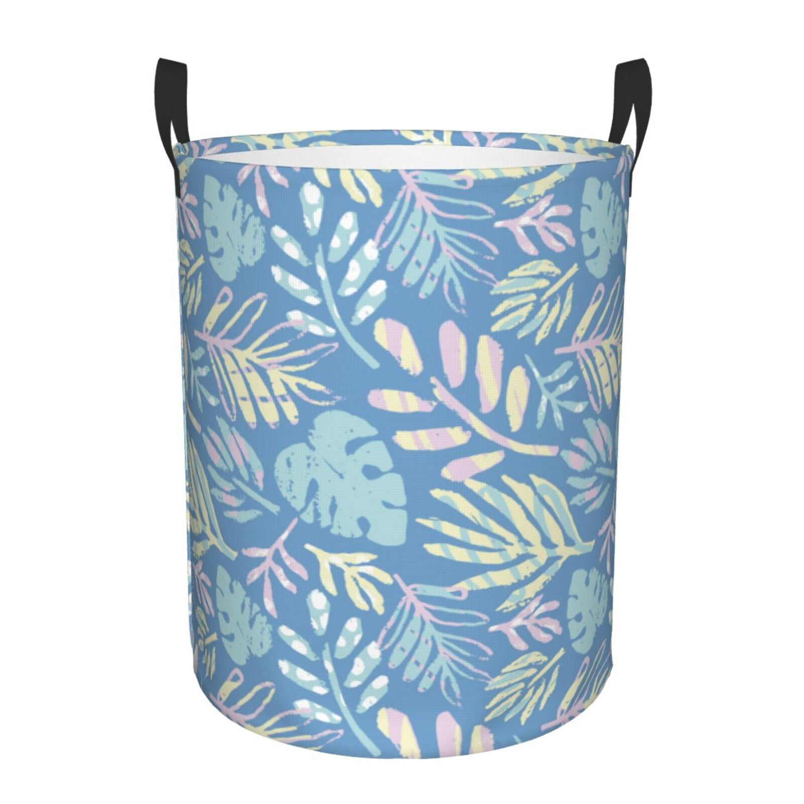 Tropical leaf palm tree Laundry Basket with Handles - Freestanding ...