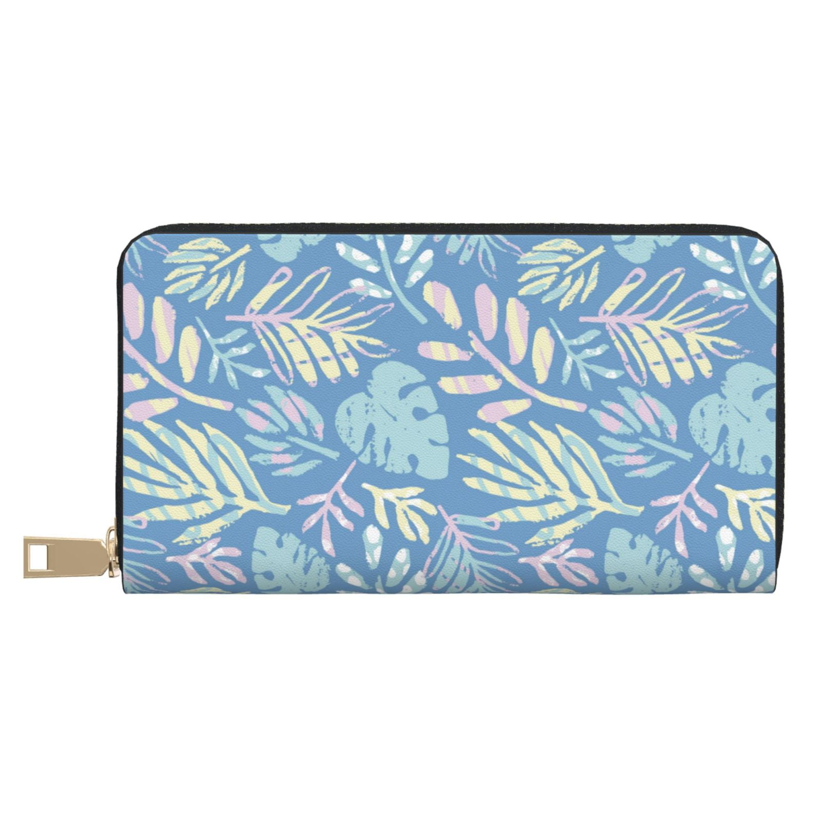 Tropical leaf palm tree Wallet Women, Leather Bifold Multi Card Wallet ...
