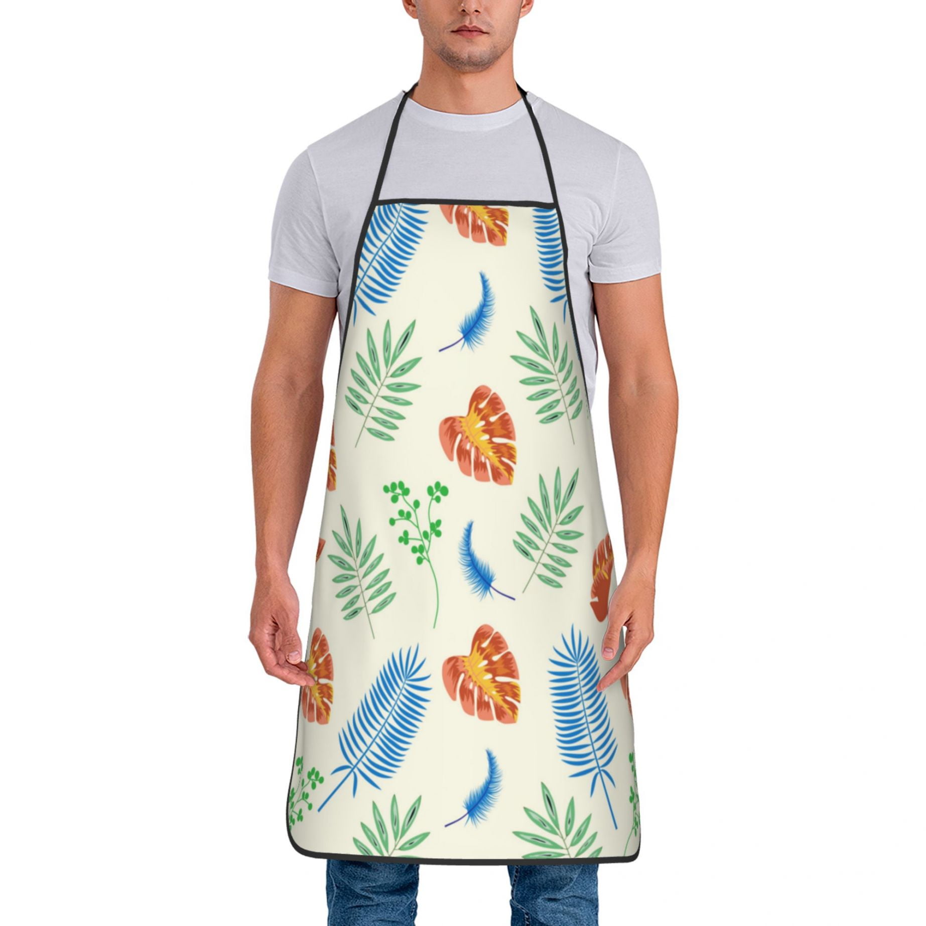 Tropical palm tree and fern leaves wallpaper Aprons for Women Men ...