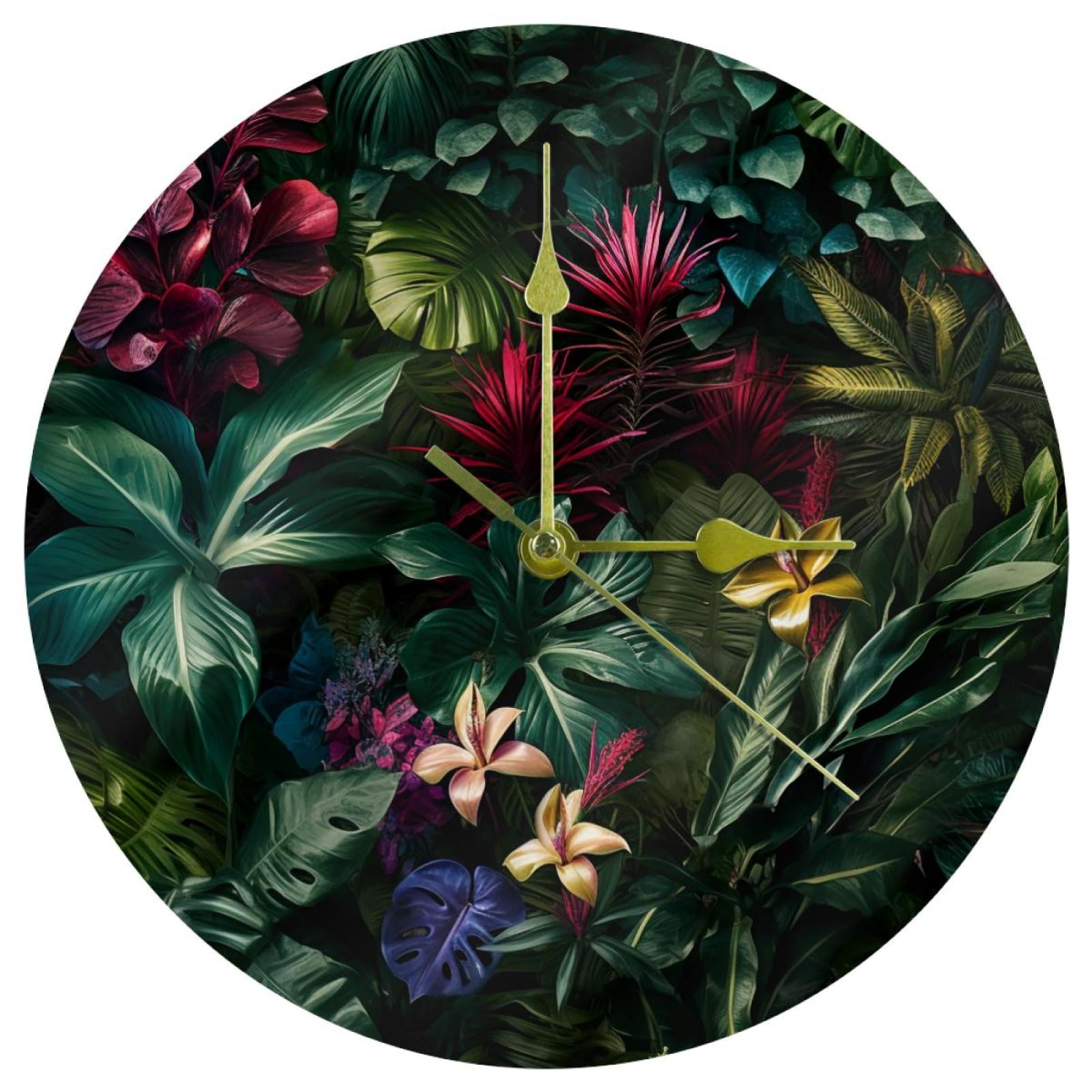 Tropical plants Stylish Circular Wall Clock - Durable Acrylic Material ...