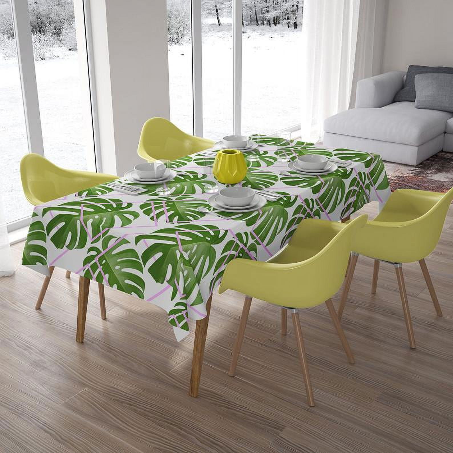 Tropical tablecloth fabric table cover floral tropical palm leaves ...