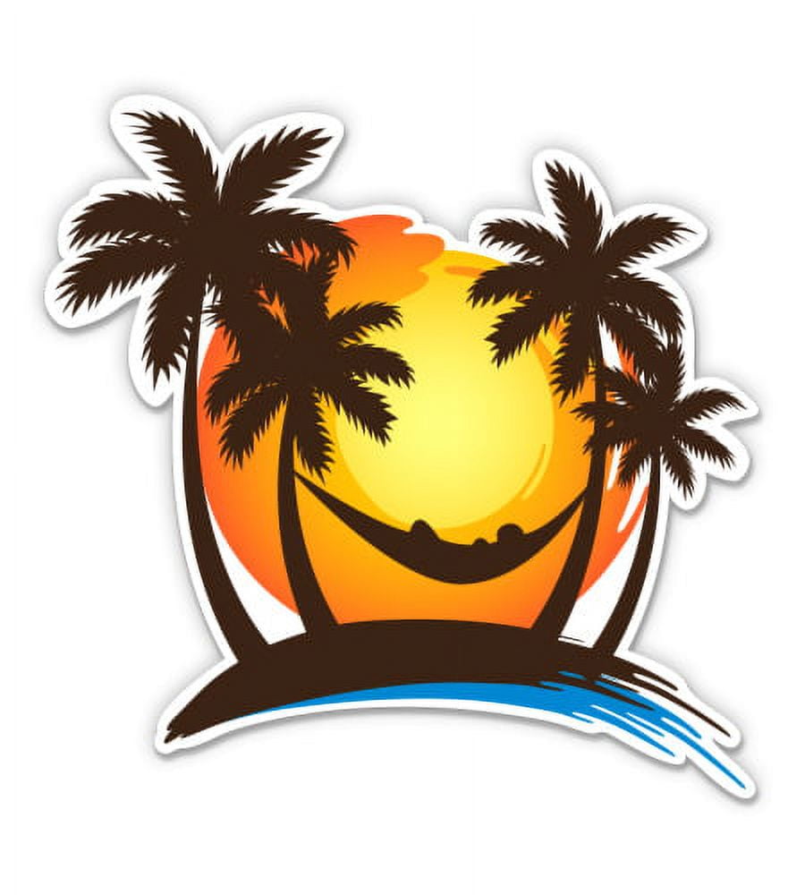 Tropical vacation Beach Sunset - 12" Vinyl Sticker Waterproof Decal ...