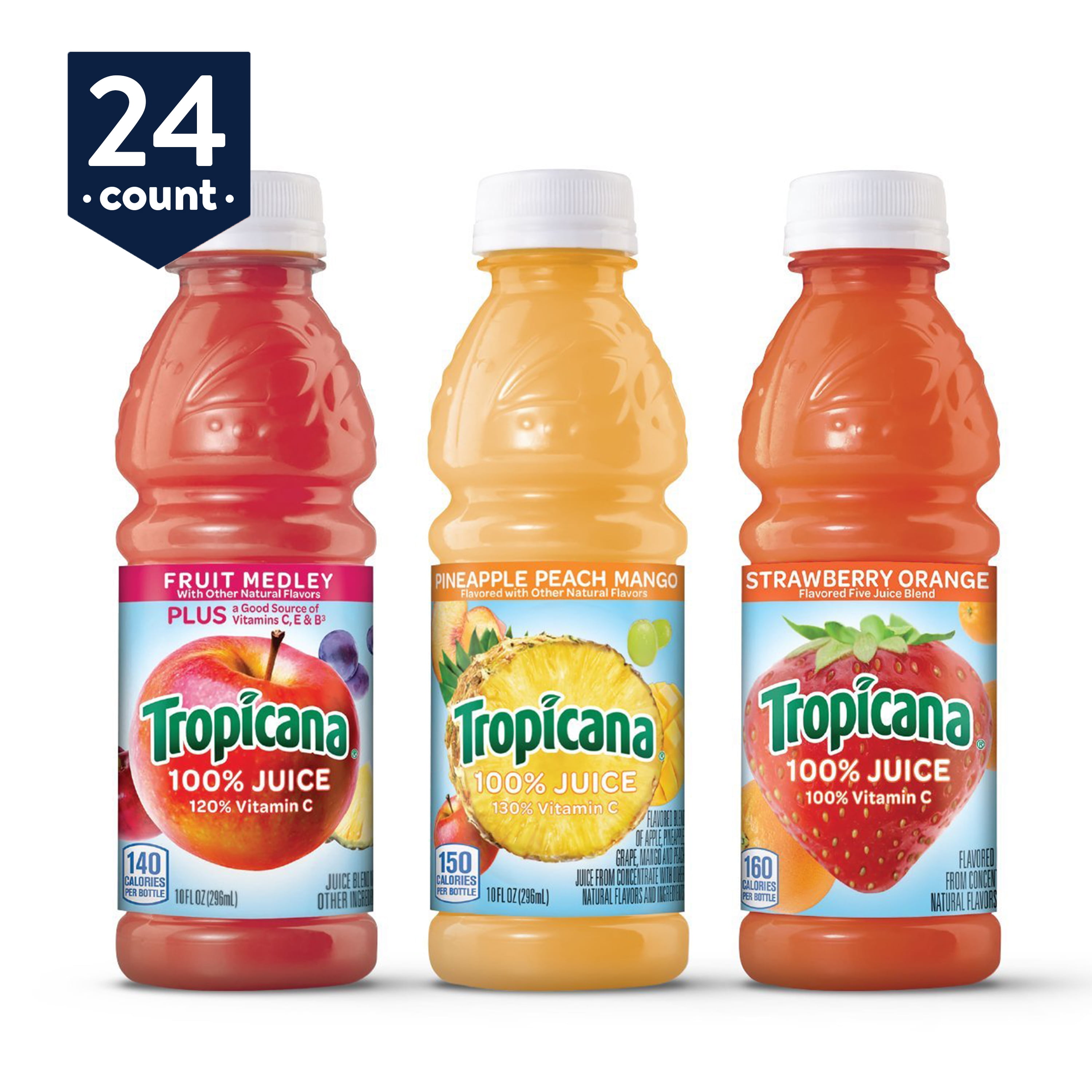 (24 Bottles) Tropicana 100% Juice Variety Pack, Mango Peach, 10 fl oz ...