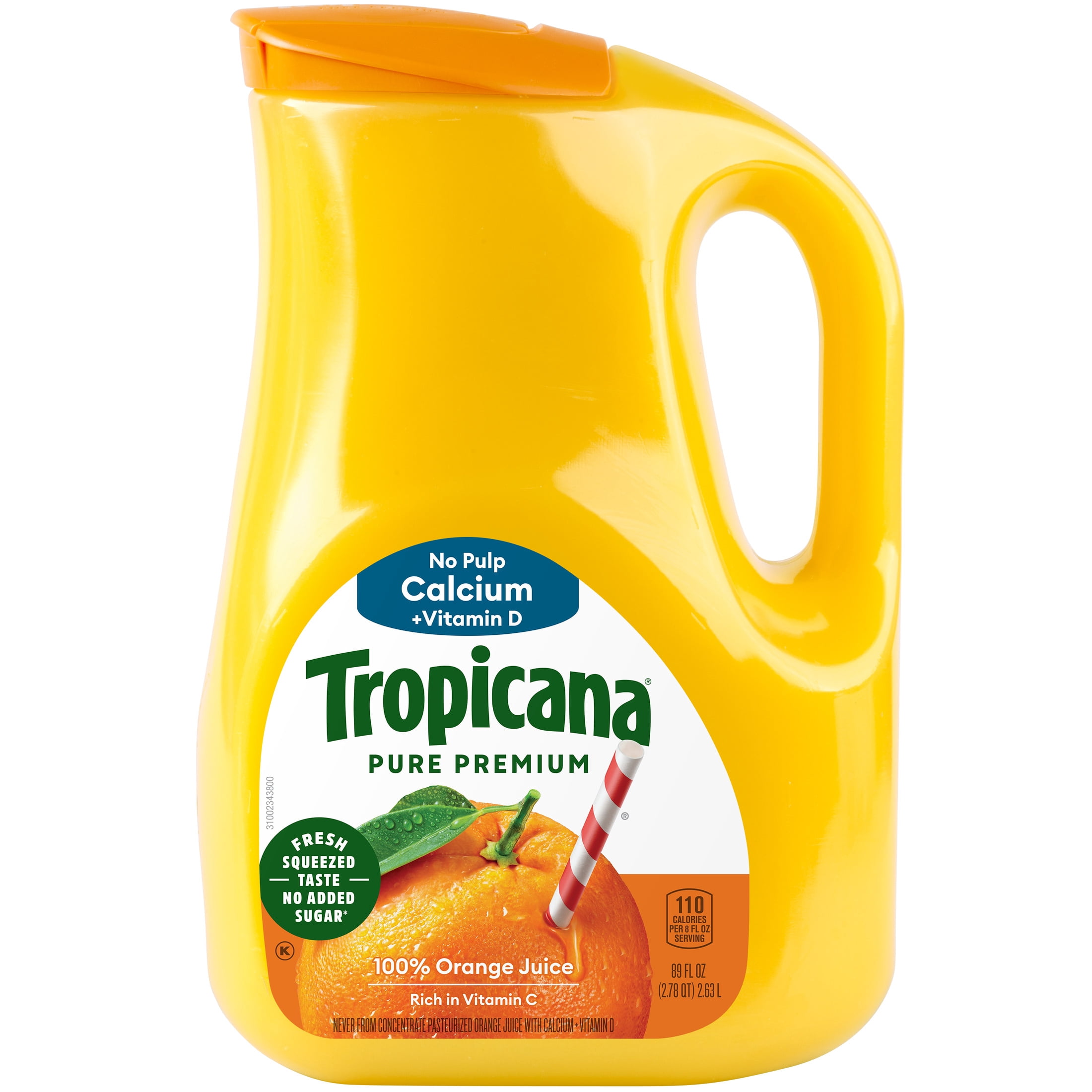 Tropicana Pure Premium Orange Juice, 89 Fl Oz - 100%, No Pulp, Calcium ...