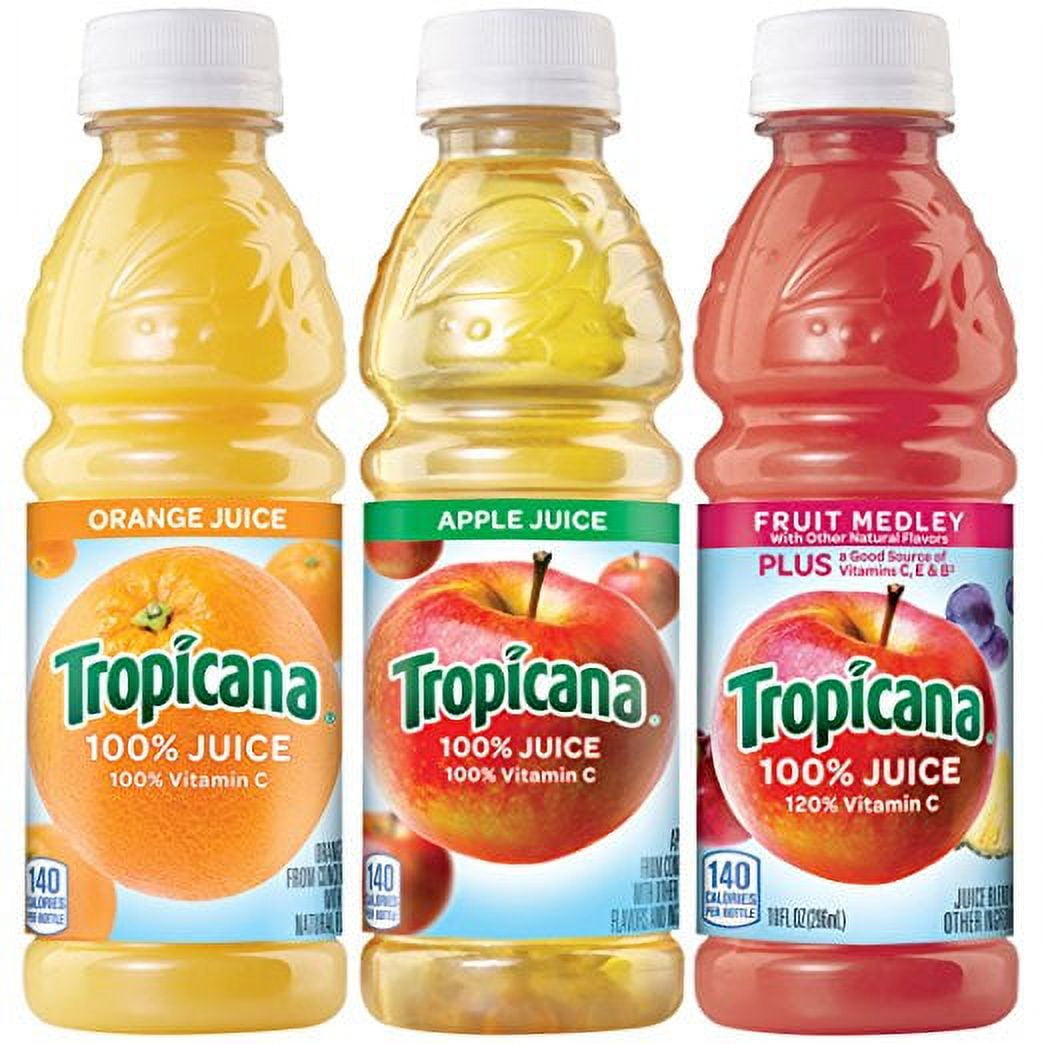 Tropicana Classic Variety Pack Juice Drinks, Apple, Orange, Fruit Medley, 10 fl oz, 24 Pack ...