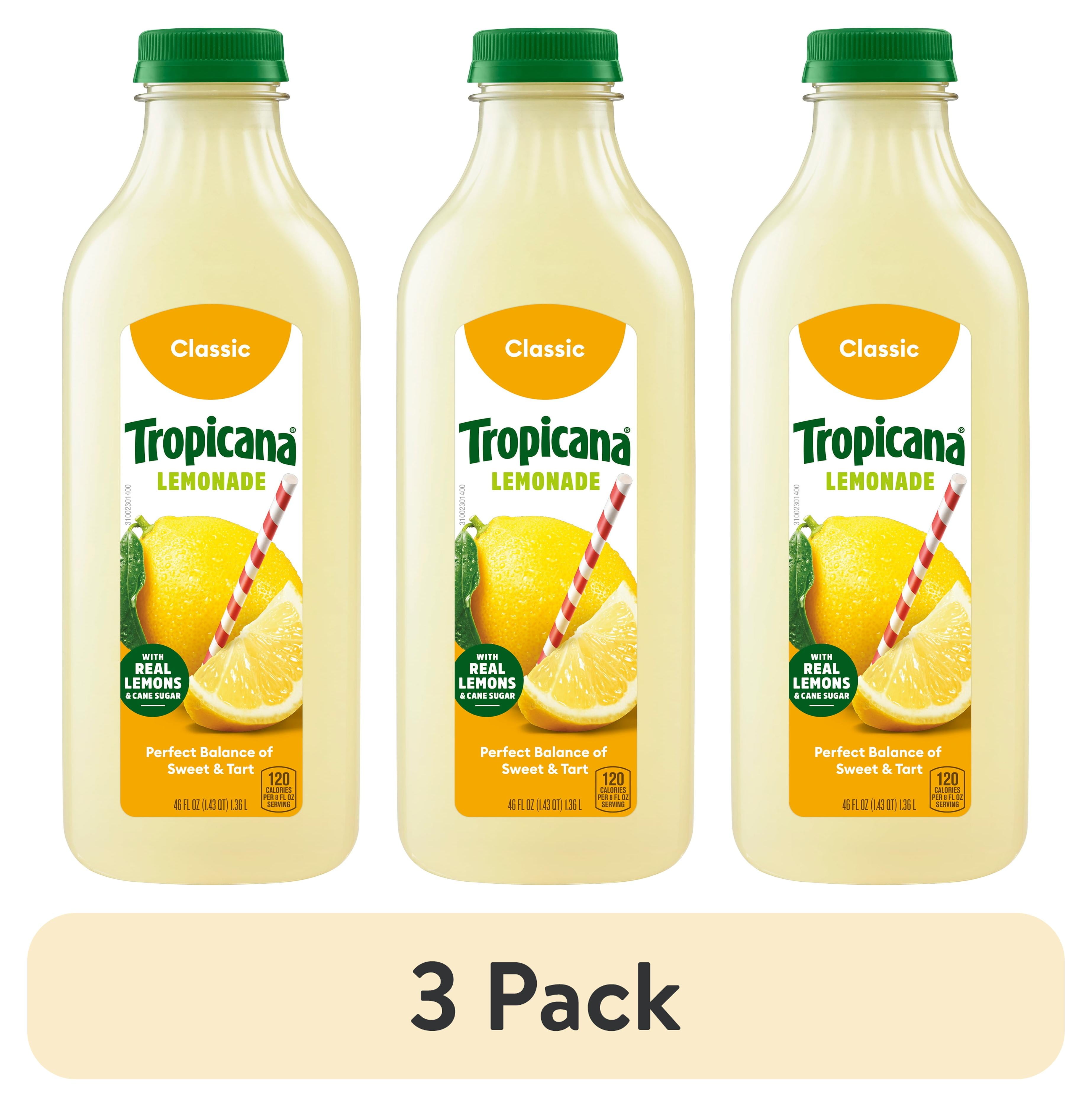 (3 pack) Tropicana Classic Lemonade, Made with Real Lemons, 46 fl oz ...
