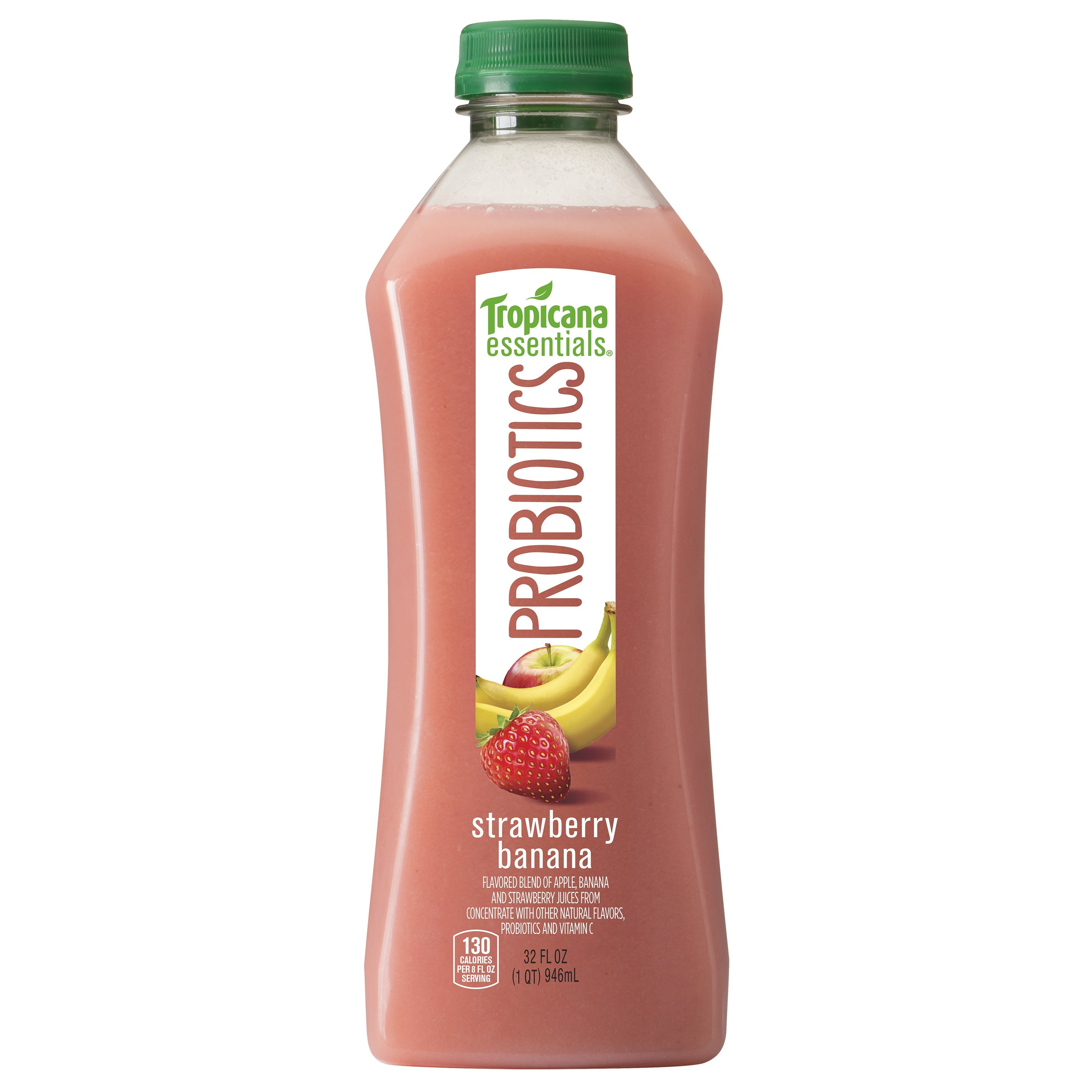 Tropicana Essentials Probiotics, Strawberry Banana, 32 oz Bottle ...