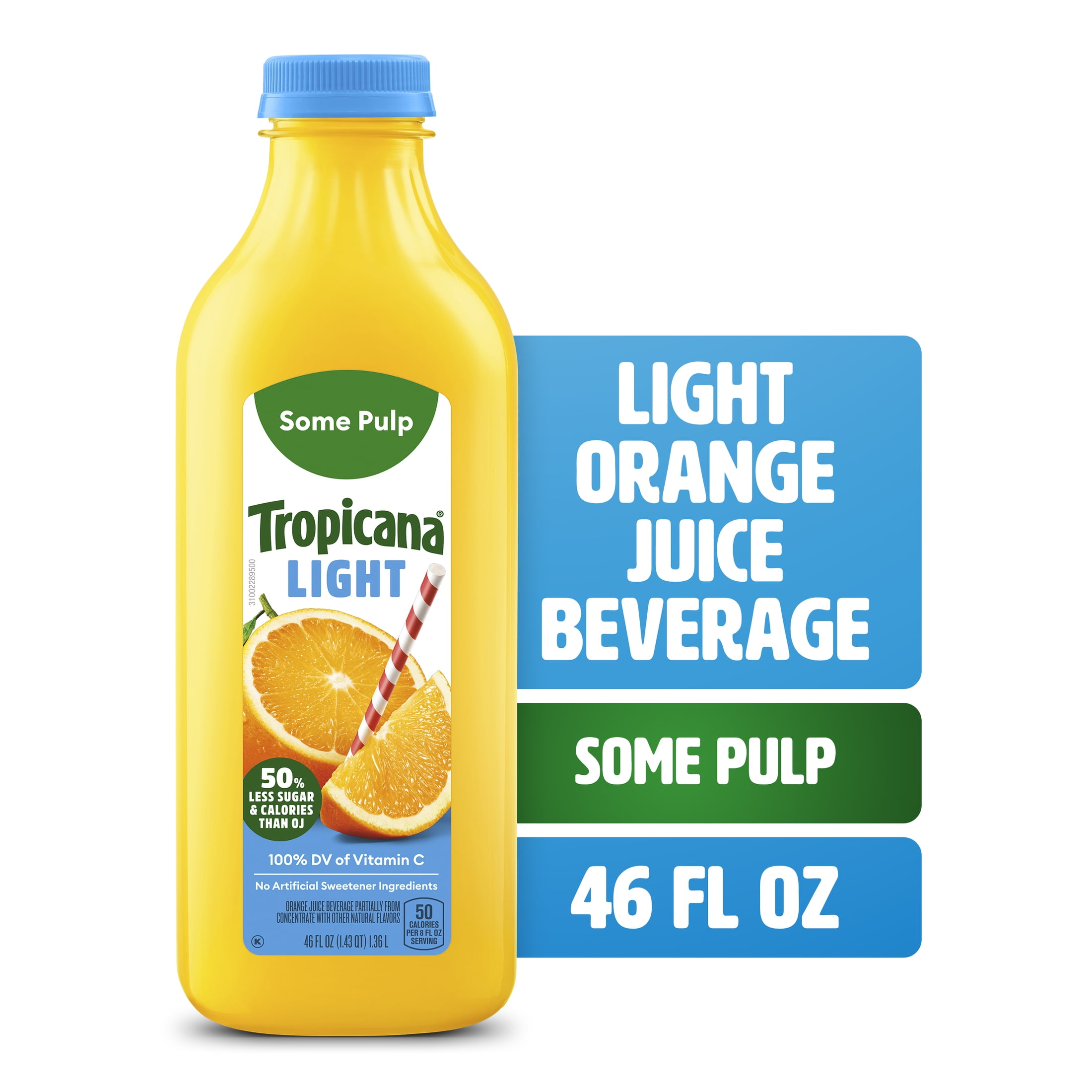 Tropicana Light Orange Juice Beverage, Some Pulp, 46 fl oz Bottle - Walmart.com