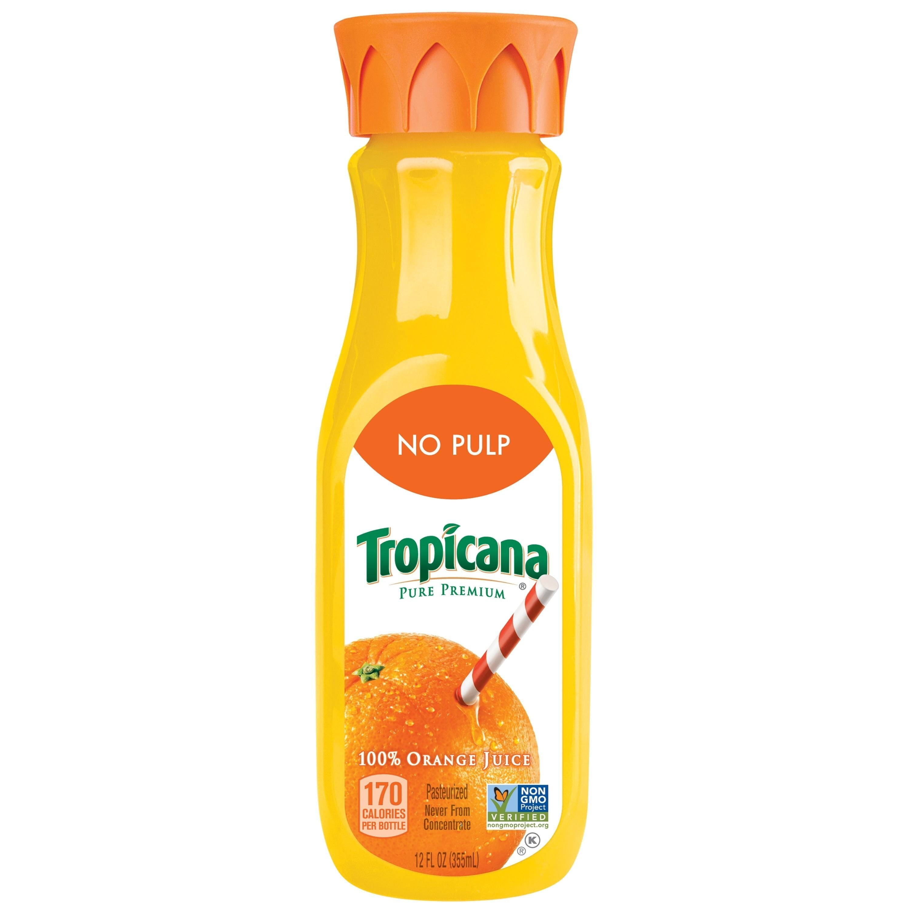 Tropicana Pure Premium 100% Orange Juice, 12 oz, No Pulp, Vitamin C, Fresh-Picked, Non-GMO ...