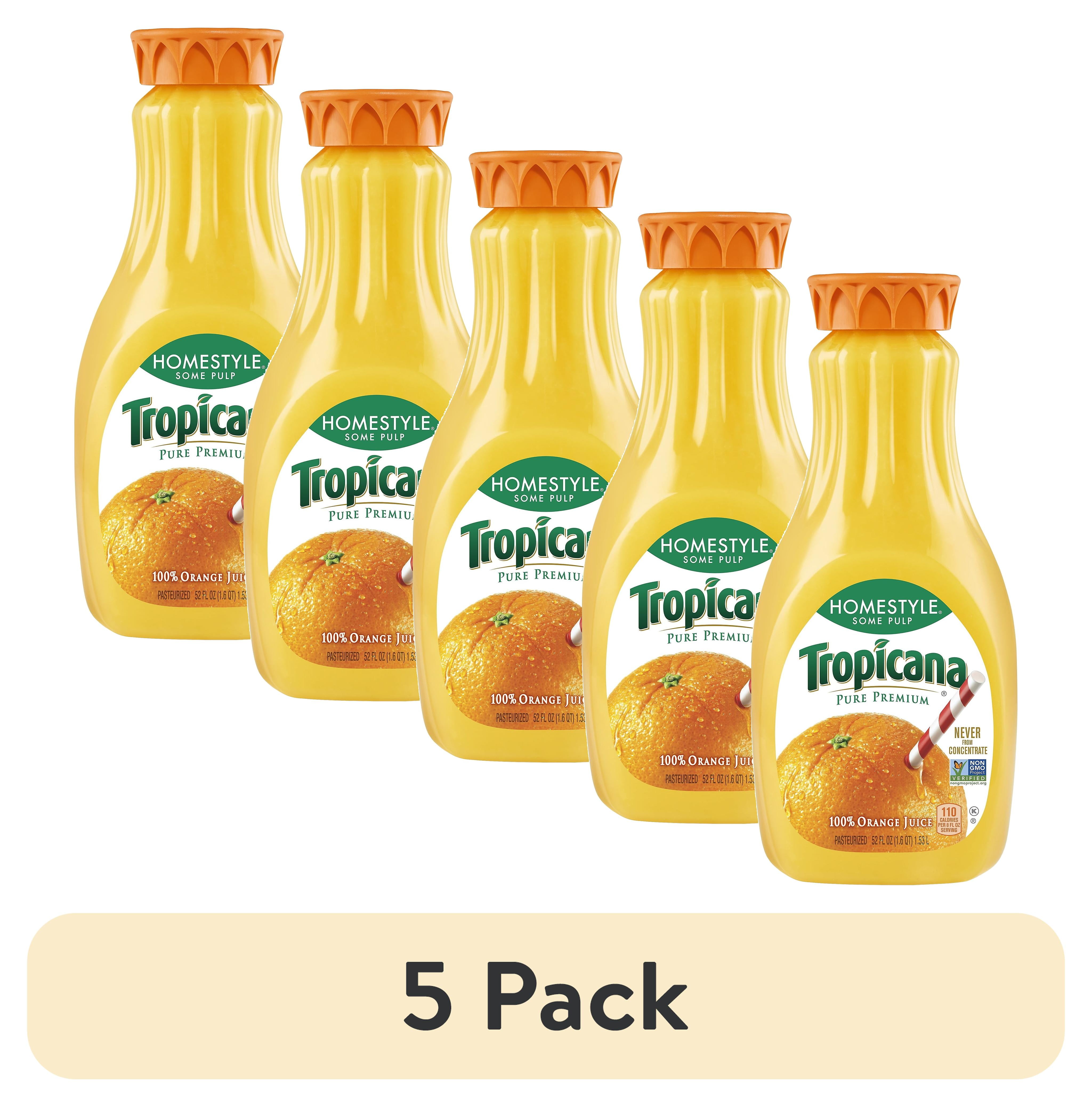 (5 pack) Tropicana Pure Premium Non GMO Orange Fruit Juice, 52 Fl Oz, Bottle - Walmart.com
