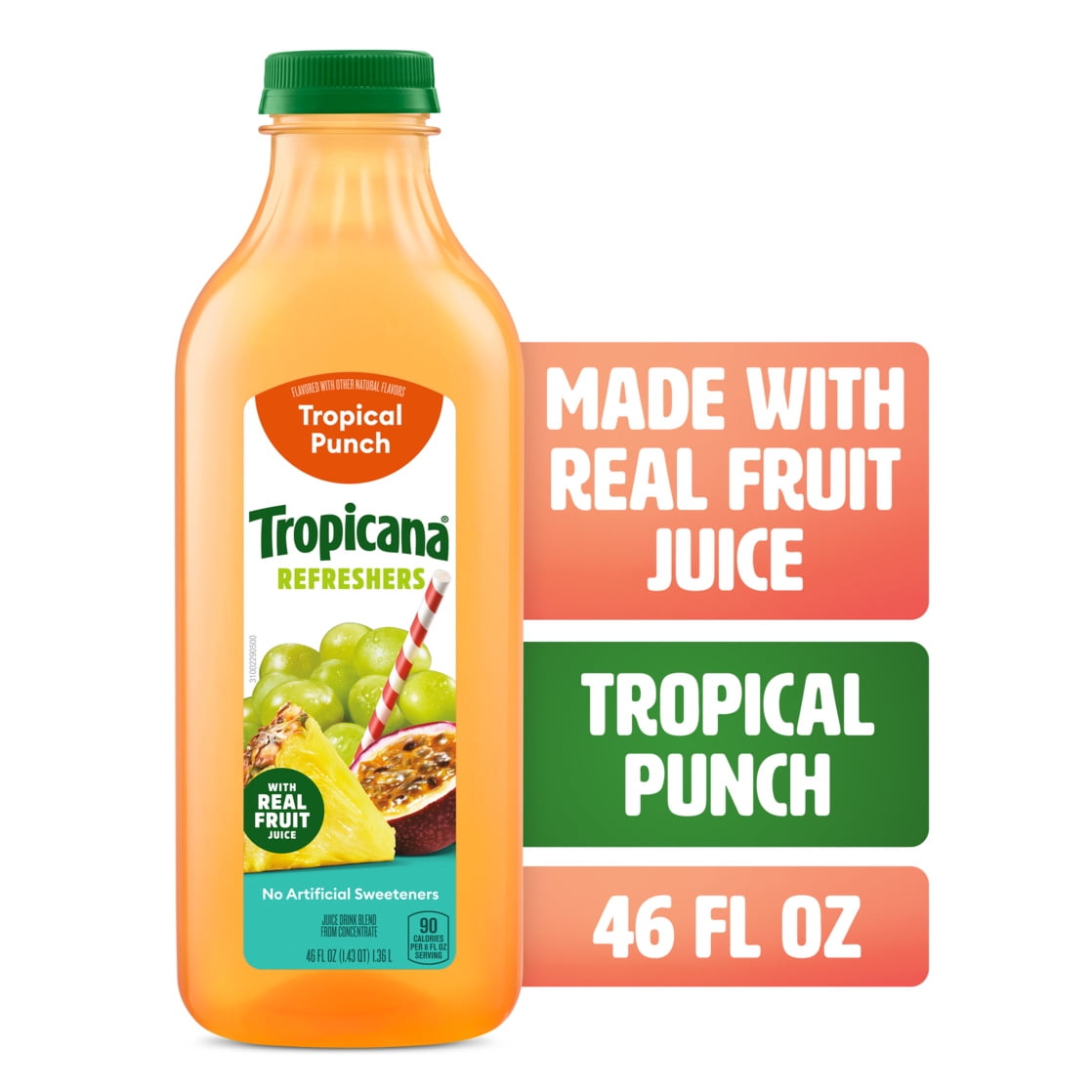 Tropicana Refreshers Tropical Punch Juice Drink, with Real Fruit Juice ...