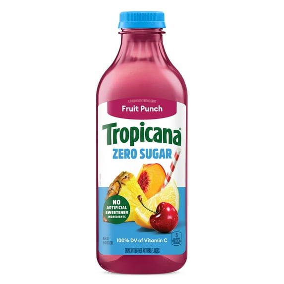 Tropicana Zero Sugar Fruit Punch Juice Drink, 46 fl oz Bottle - Walmart.com