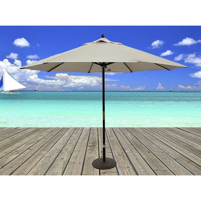 Tropishade 11-foot Dark Wood Market Umbrella with Beige Olefin Cover ...