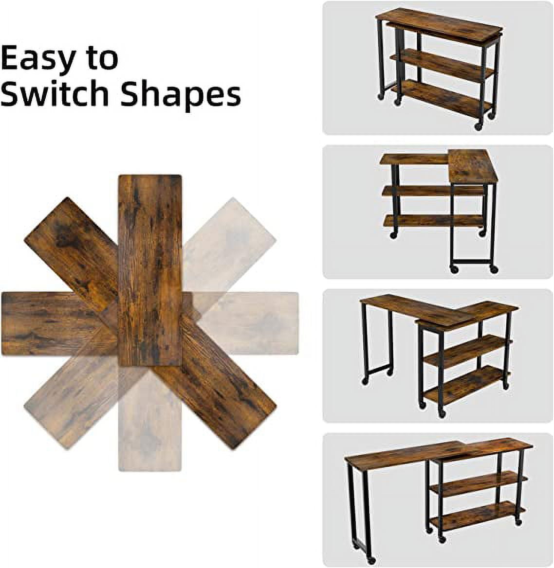 Tropow 360° Rotatable Sofa Side Table, Mobile End Table with 2-Tier ...