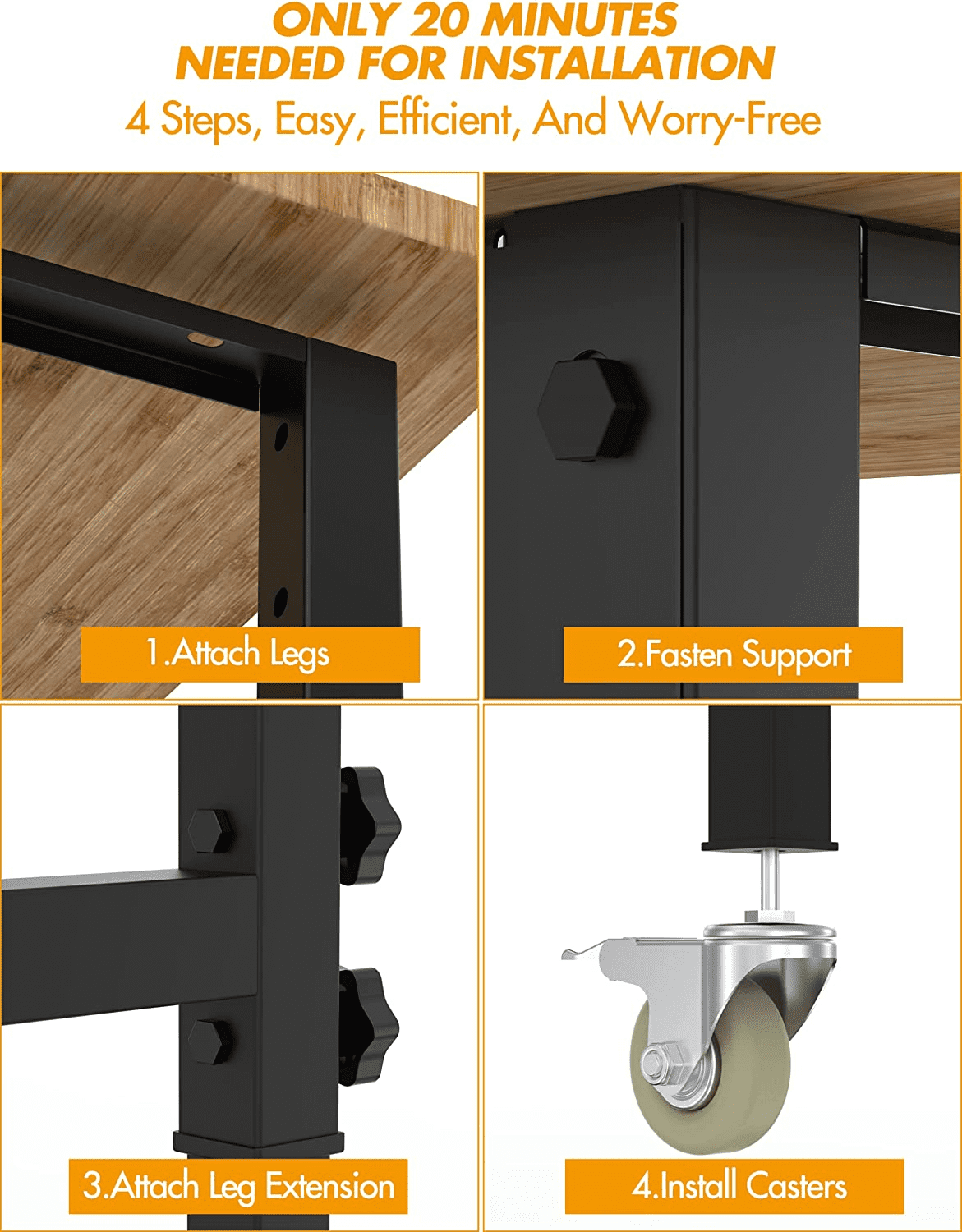 Tropow 48" Bamboo Wood Workbench, [Stable & Sturdy] [Eco-Friendly ...