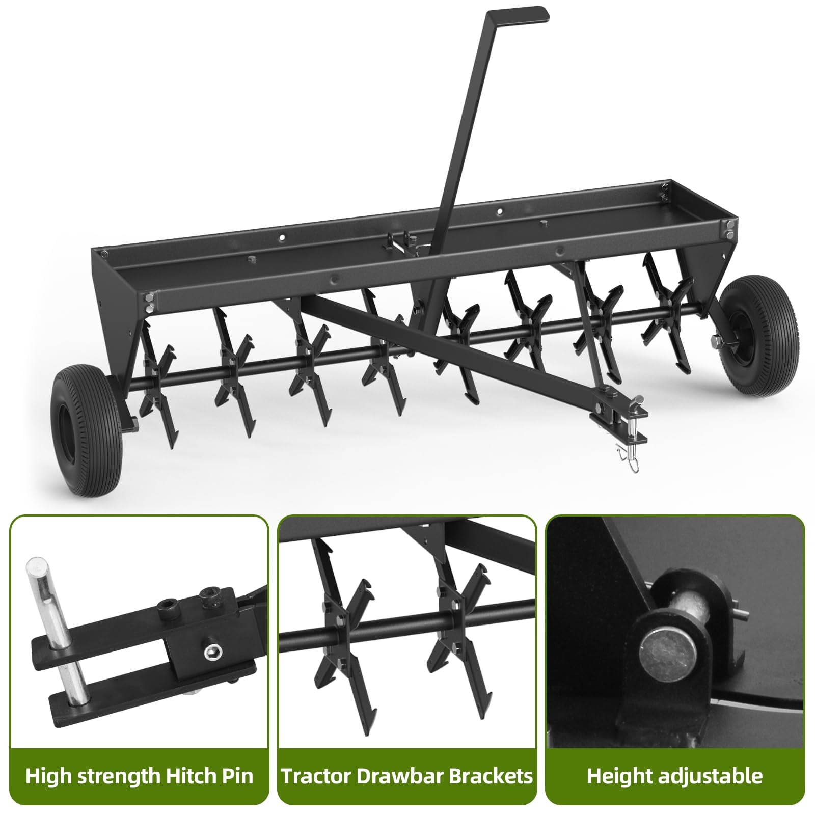 Tropow Tow Spike Aerator 48 inches Extra-Wide Tow Bar Tow Behind Spike ...