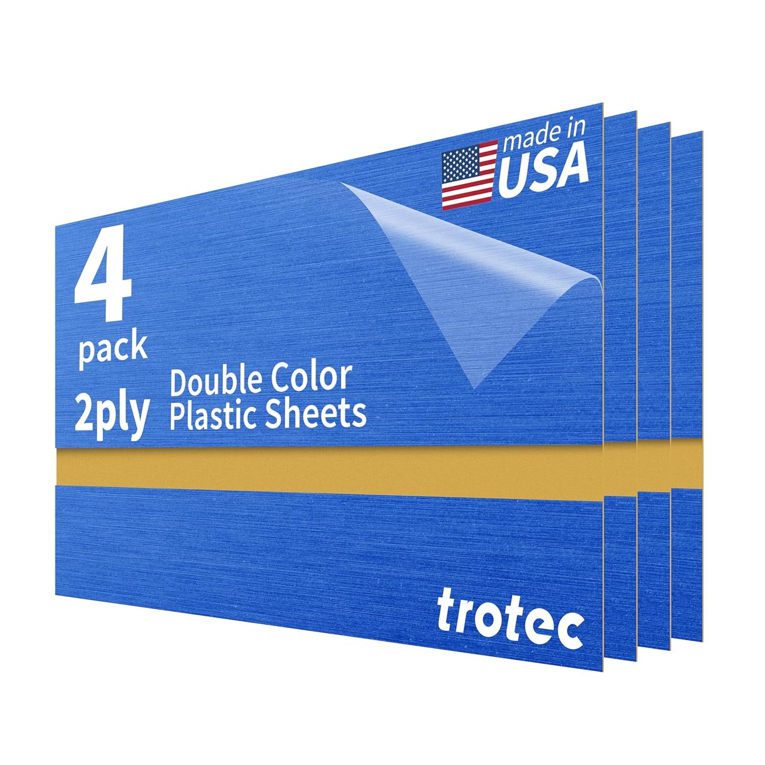 Trotec | Thin Acrylic Sheet | 24”x12”x1/50”, 4 Pcs | 2 Ply | Blue/Gold ...