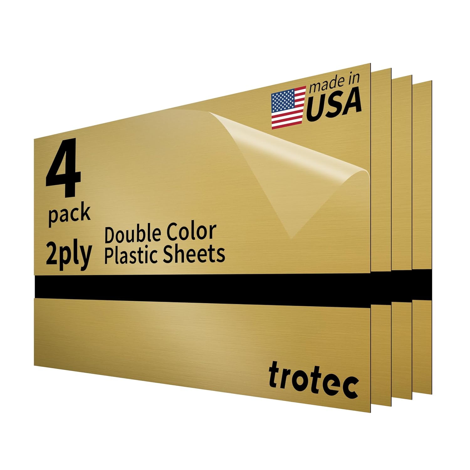 Trotec | Thin Acrylic Sheet | 24”x12”x1/50”, 4 Pcs | 2 Ply | Gold/Black ...