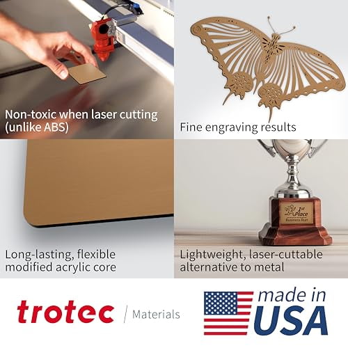 Trotec | Thin Acrylic Sheet | 24”x12”x1/50”, 4 Pcs | 2 Ply | Silver ...