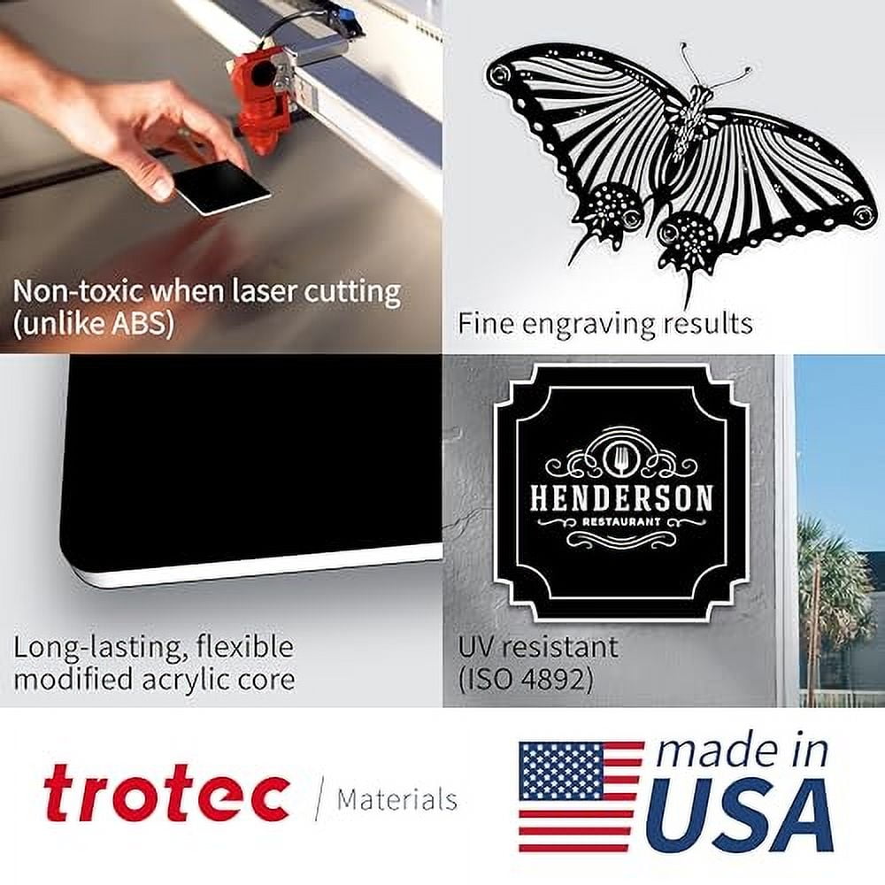 Trotec TroLase | 12"x24"x1/8", 4 Pcs | Black/White/Black | 3 Ply ...