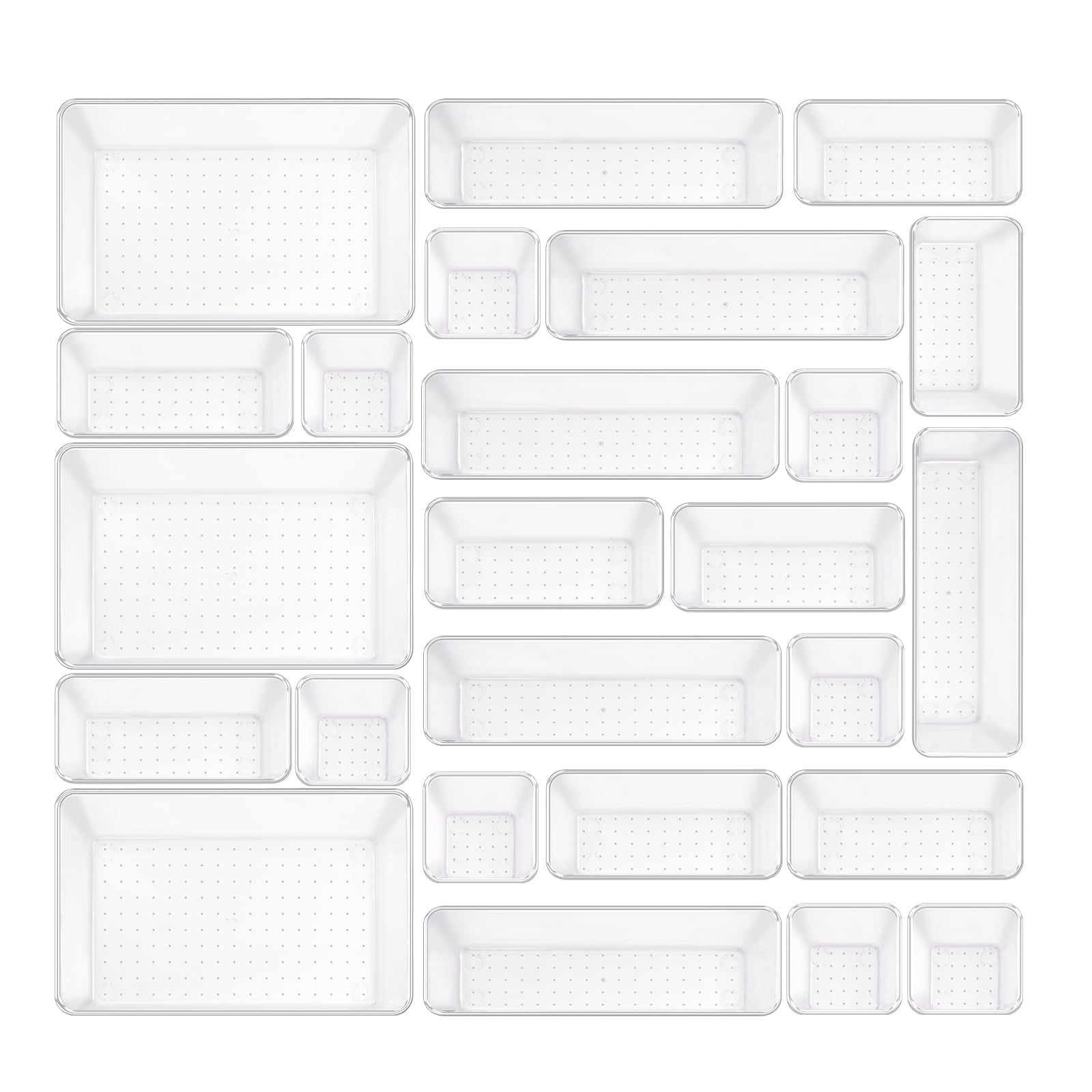 Trotianingyu 25 PCS Clear Plastic Drawer Organizers Set,4-Size Drawer ...