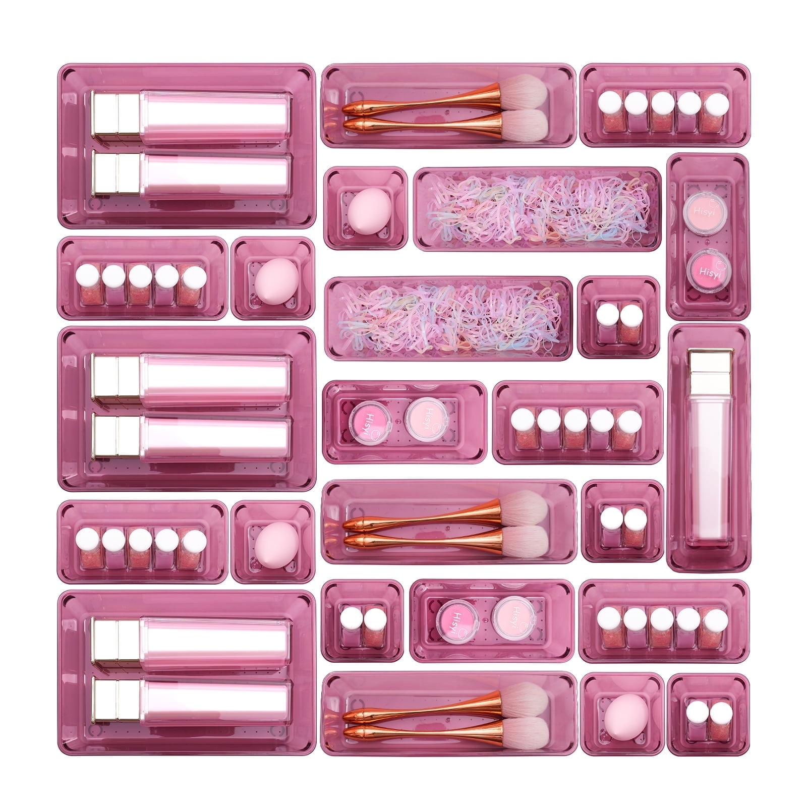 Trotianingyu 25 PCS Plastic Drawer Organizers Set,4-Size Vanity Drawer ...