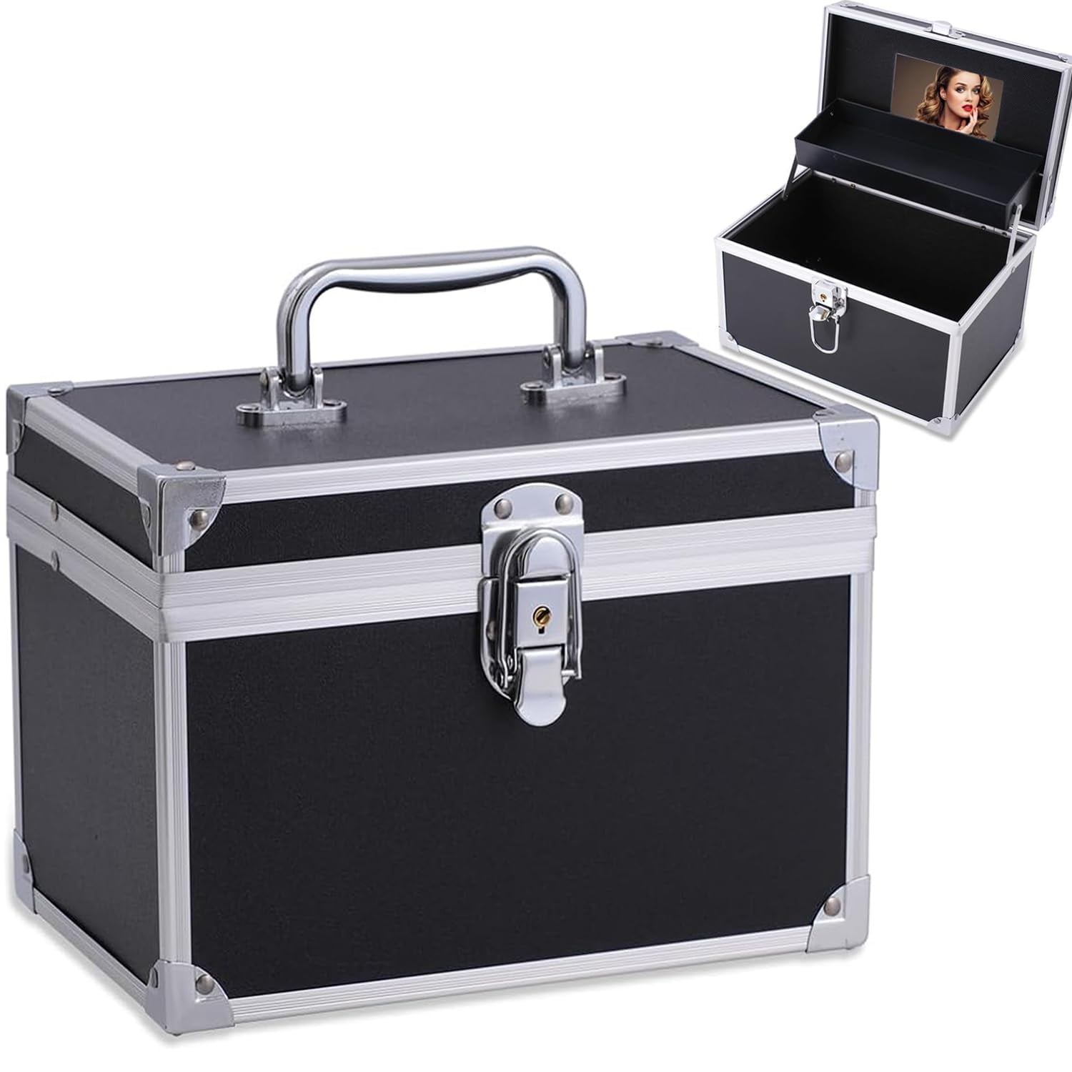 Trotianingyu Makeup Train Case, OIF8 Portable Makeup Box with Mirror ...