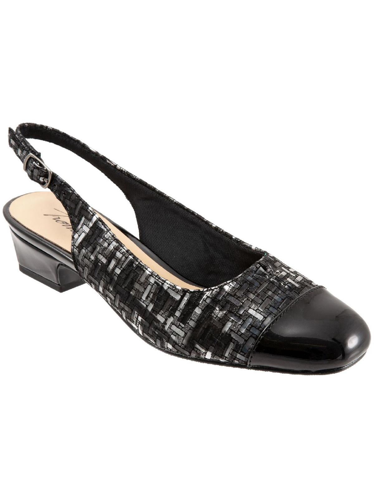 Trotters Womens Dea Leather Toe Cap Slingback Heels - Walmart.com