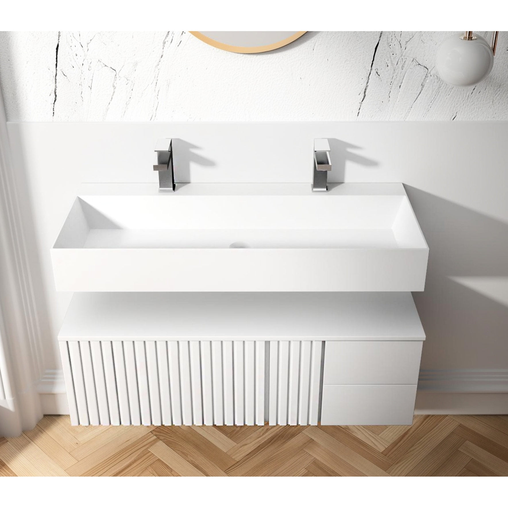 Trough Sink / Double-sink, 48-inch Depth, Matte White / Perfect for ...