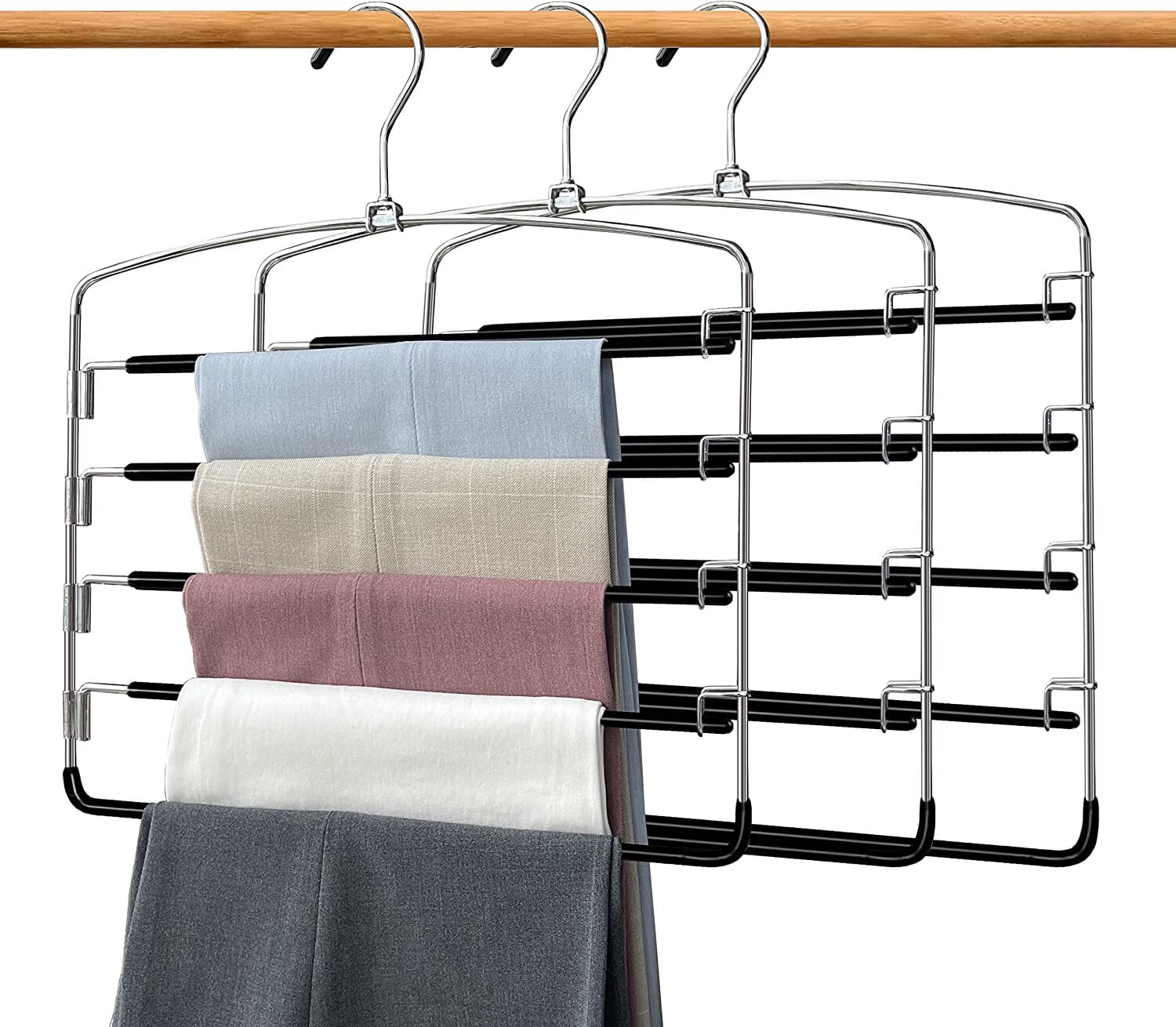 Clothes Pants Slack Hangers Closet Storage Organizer Non Slip Space ...