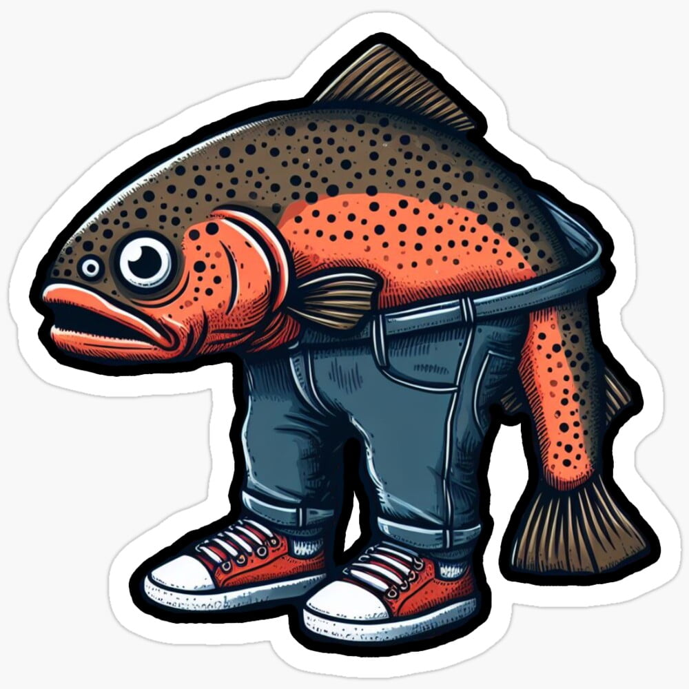 Trouser Trout Sticker Phone Decal Water Bottle Stickers Car Decals ...