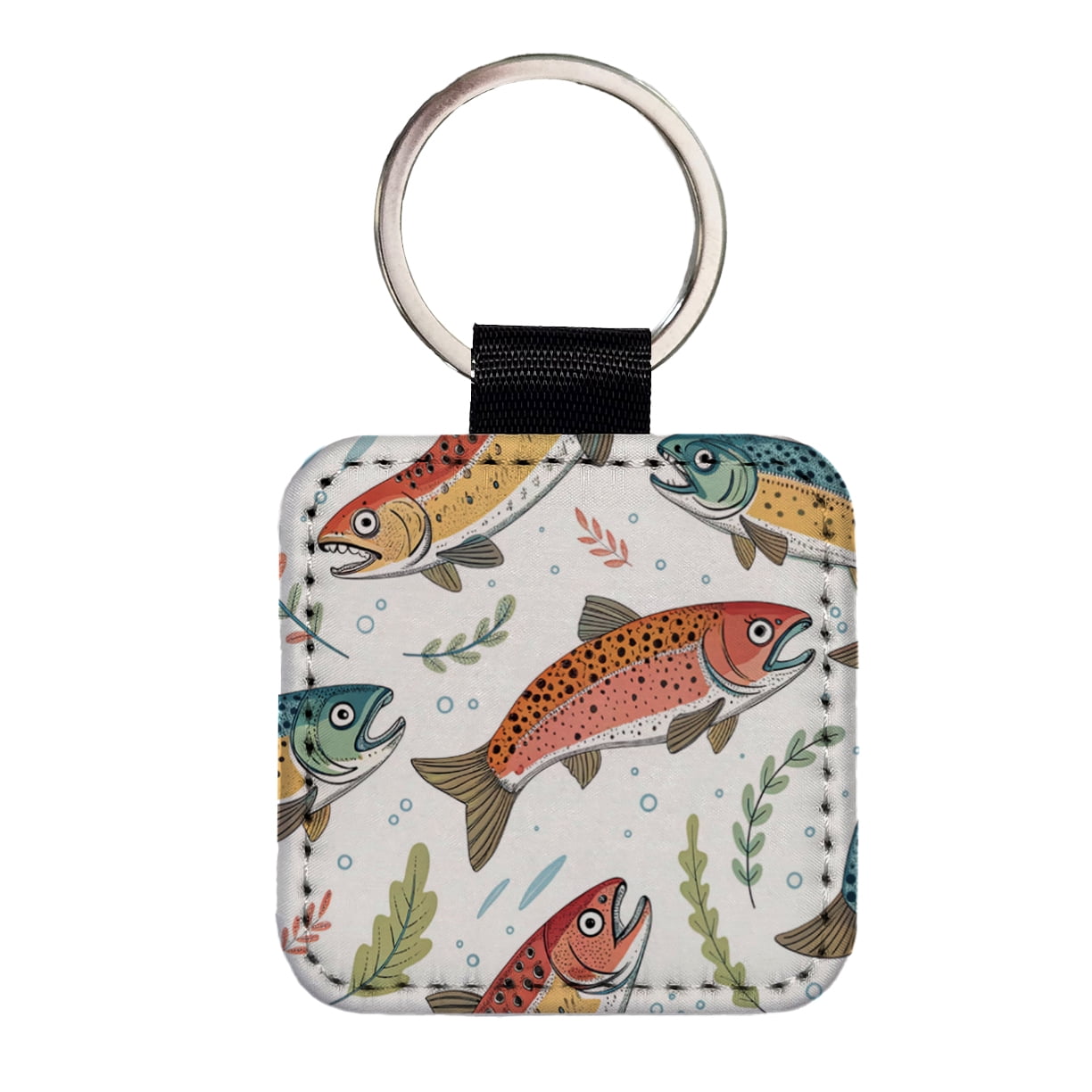 Trout Fish Swimming Fishing Faux Leather Square Keychain - Walmart.com