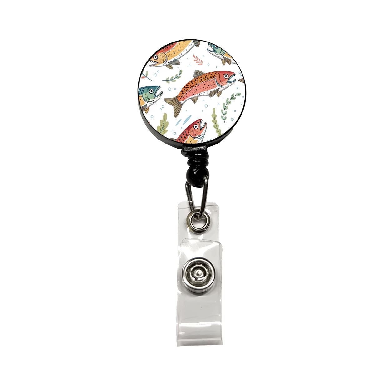 Trout Fish Swimming Fishing Retractable Reel ID Badge Key Card Name Tag ...