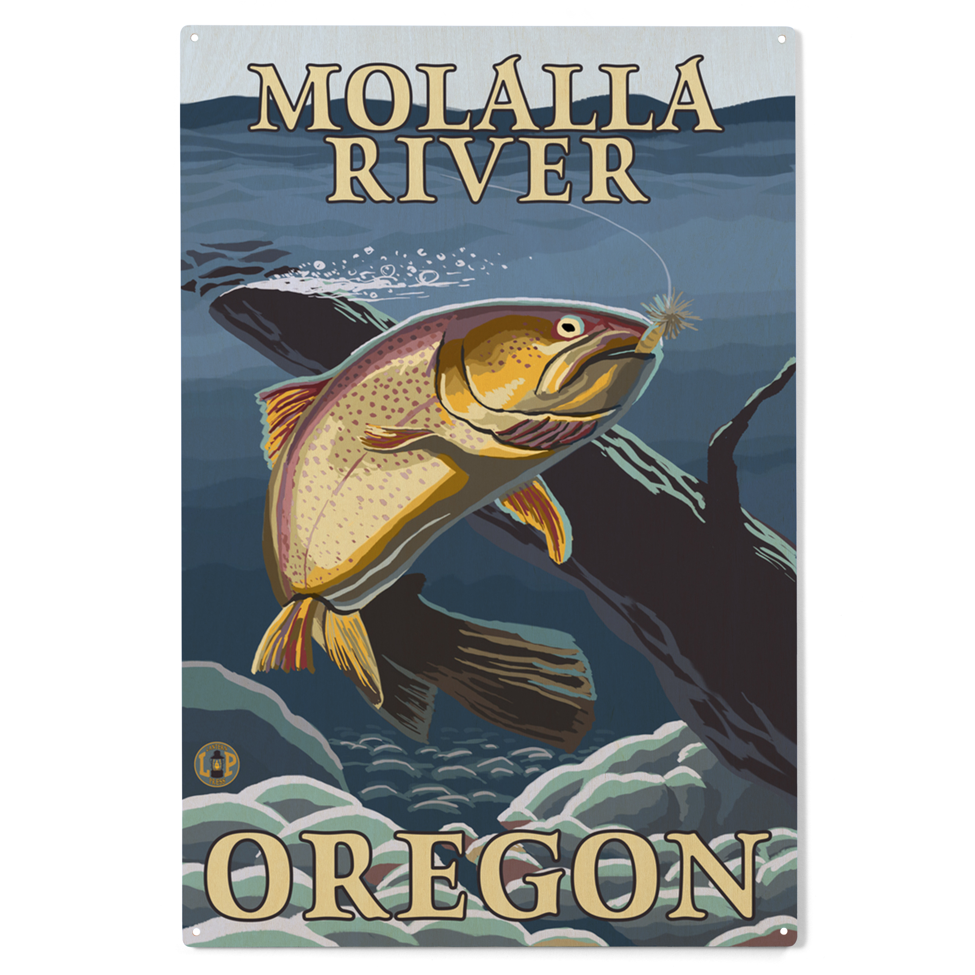 Trout Fishing Cross-Section, Molalla River, Oregon Birch Wood Wall Sign ...